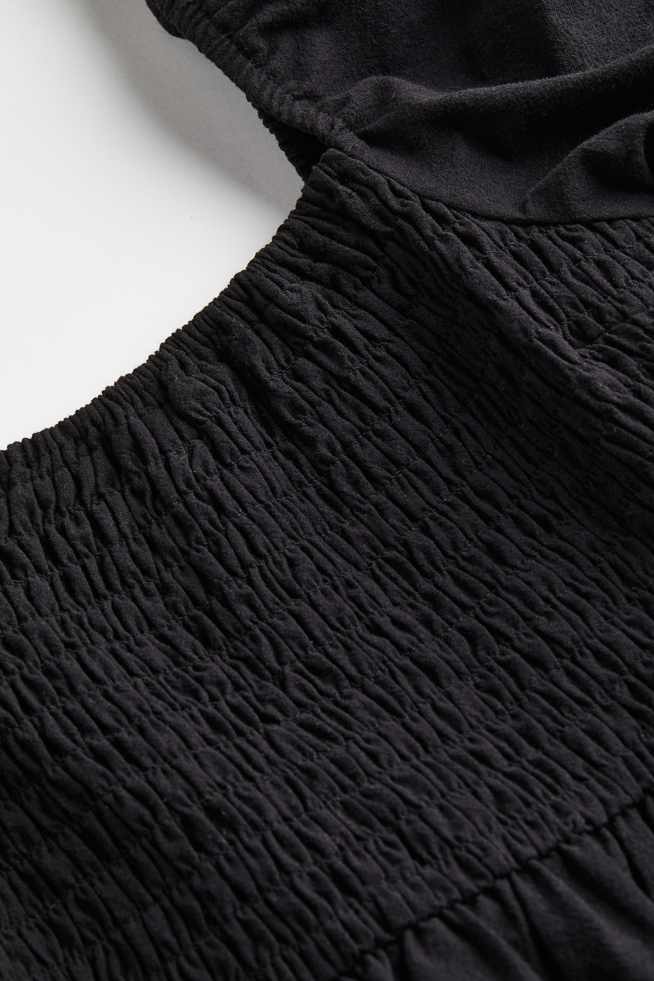 Smocked cotton dress - Black - Ladies | H&M PH