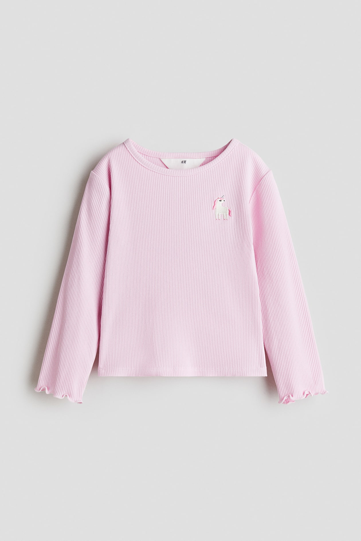 Cotton Top with Embroidered Detail - Pink/unicorn - Kids | H&M US
