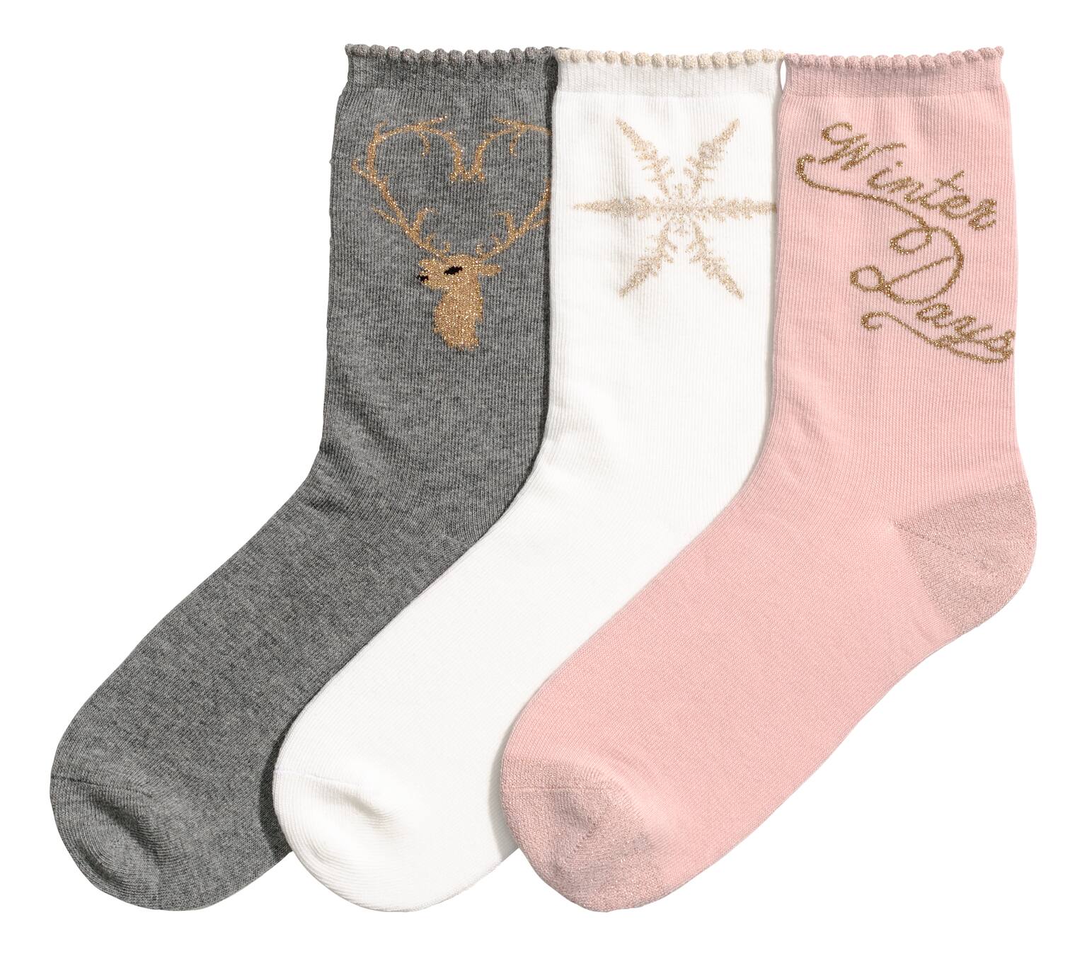 3-pack Socks - Dark gray/glittery - Ladies | H&M US