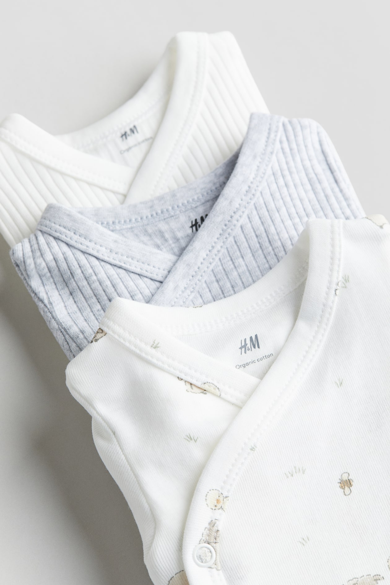 3-pack Wrapover Bodysuits - White/animals - Kids | H&M US