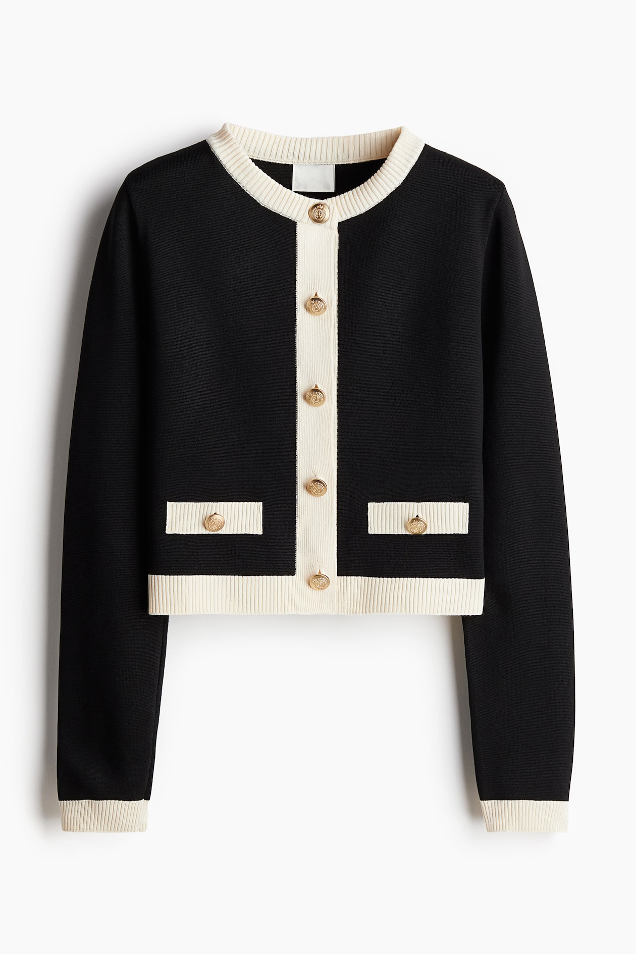Fine-Knit Cardigan - Black/cream - Ladies | H&M US