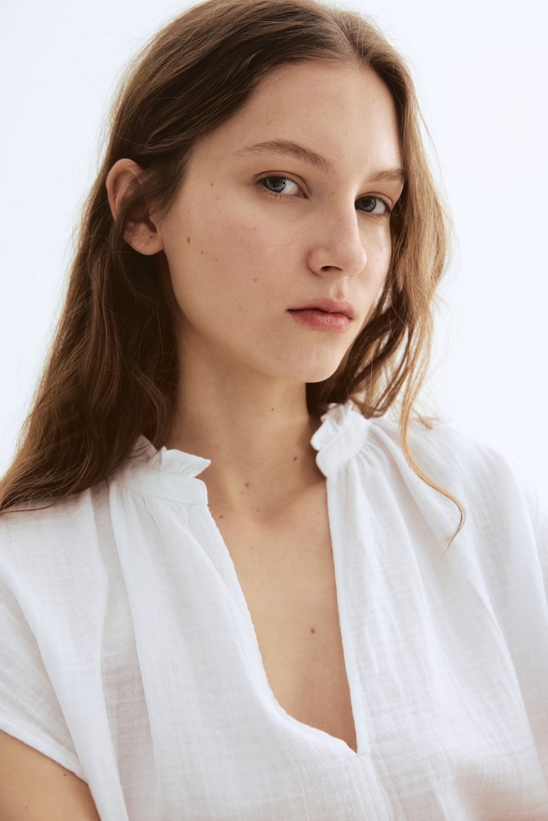 Cotton Muslin Blouse - White - Ladies | H&M US