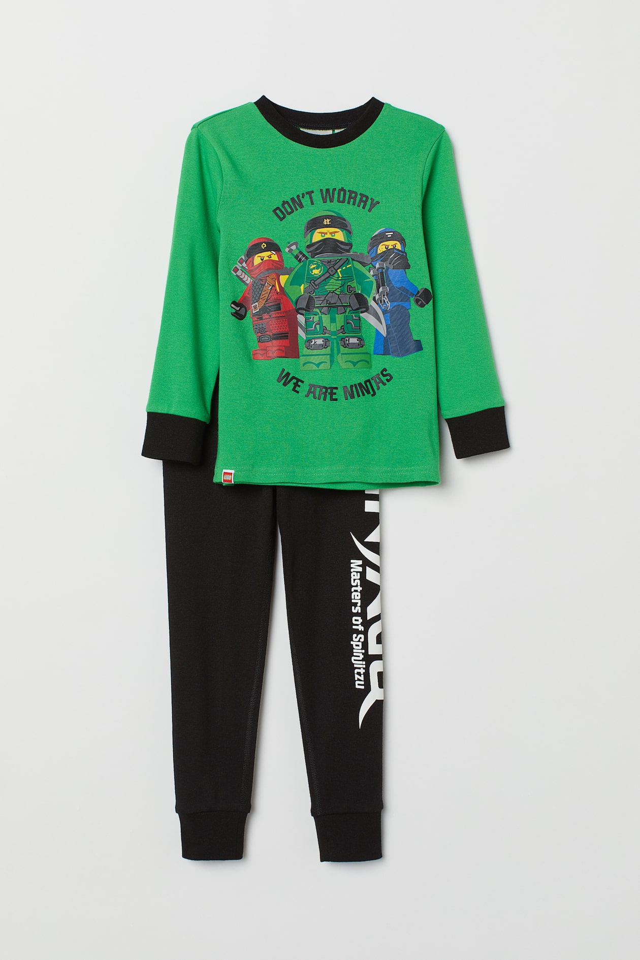 Jersey pyjamas - Neon green/Ninjago - Kids | H&M GB
