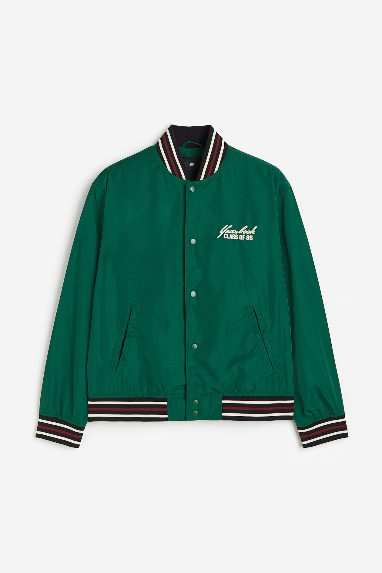 Men’s Green Regular Fit Satin baseball jacket | H&M IN