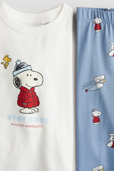 Pyjamas i bomullstrikå med tryck - Vit/Snobben - BARN | H&M SE