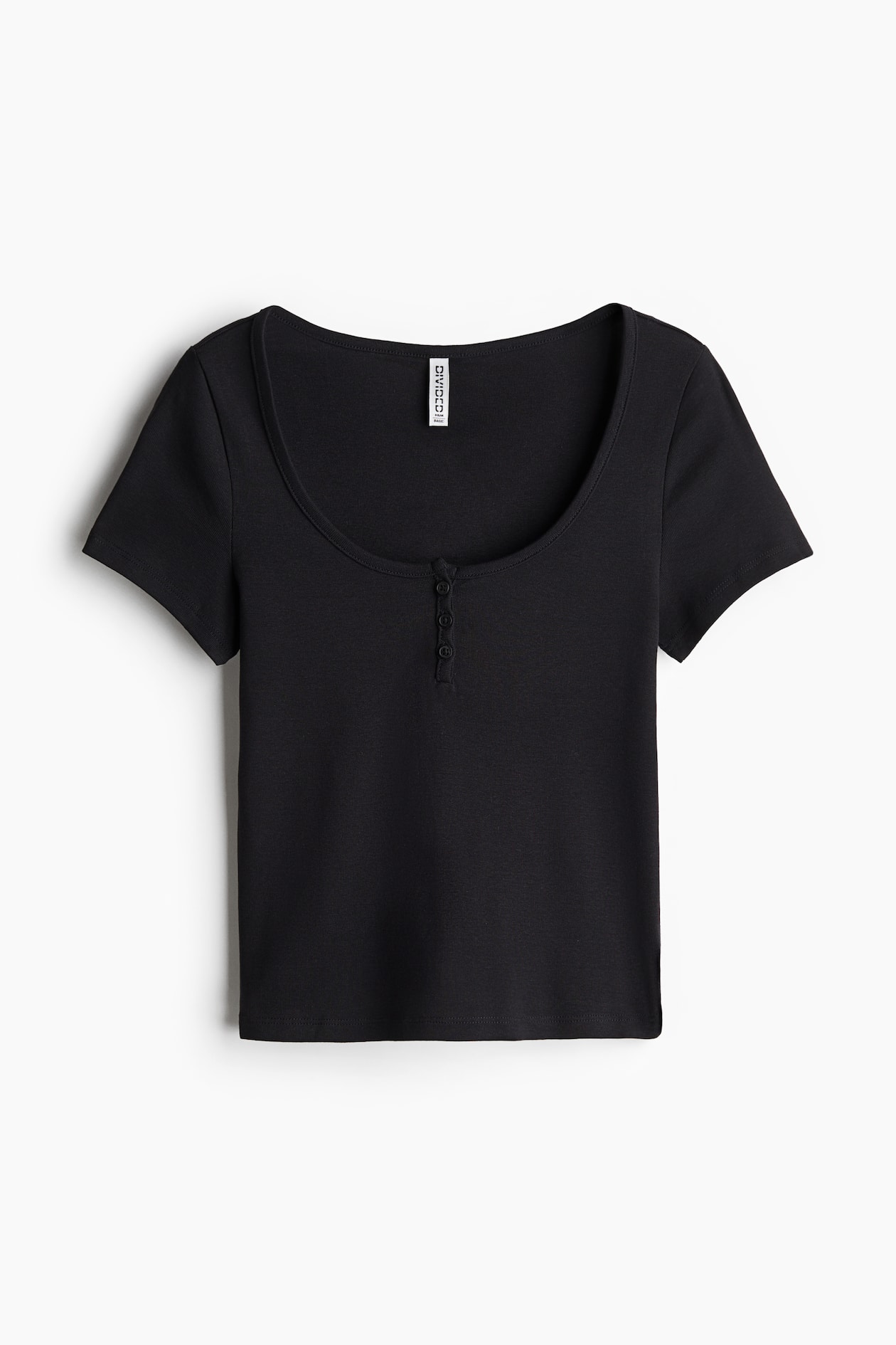 T-shirt med knapper og rund hals - Sort - DAME | H&M NO