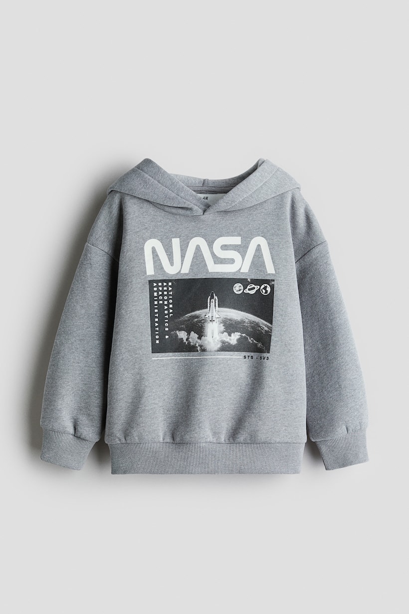 Gray melange/NASA Printed Hoodie for kids | H&M US