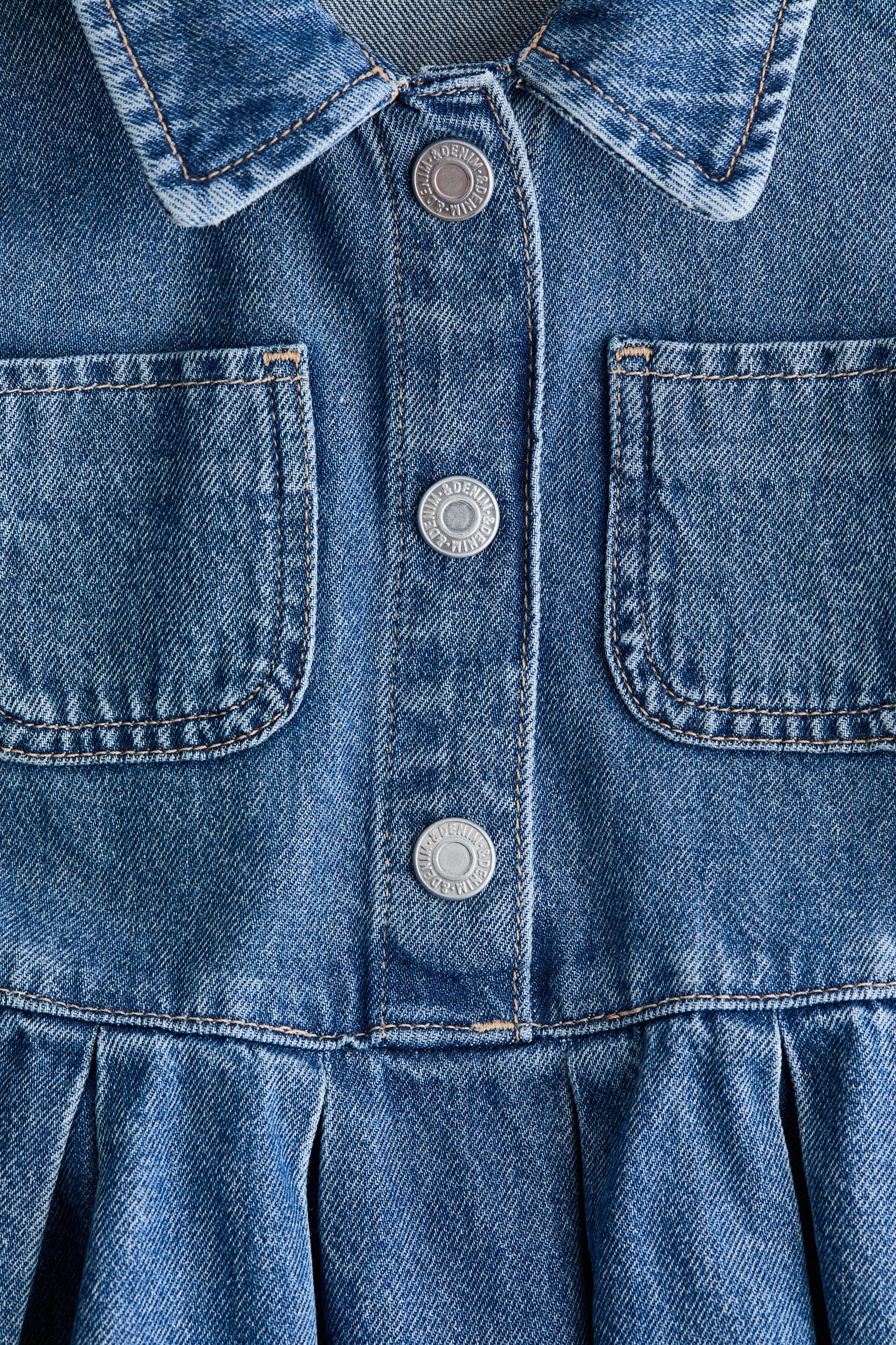 Denim blue Collared denim dress for kids | H&M HK