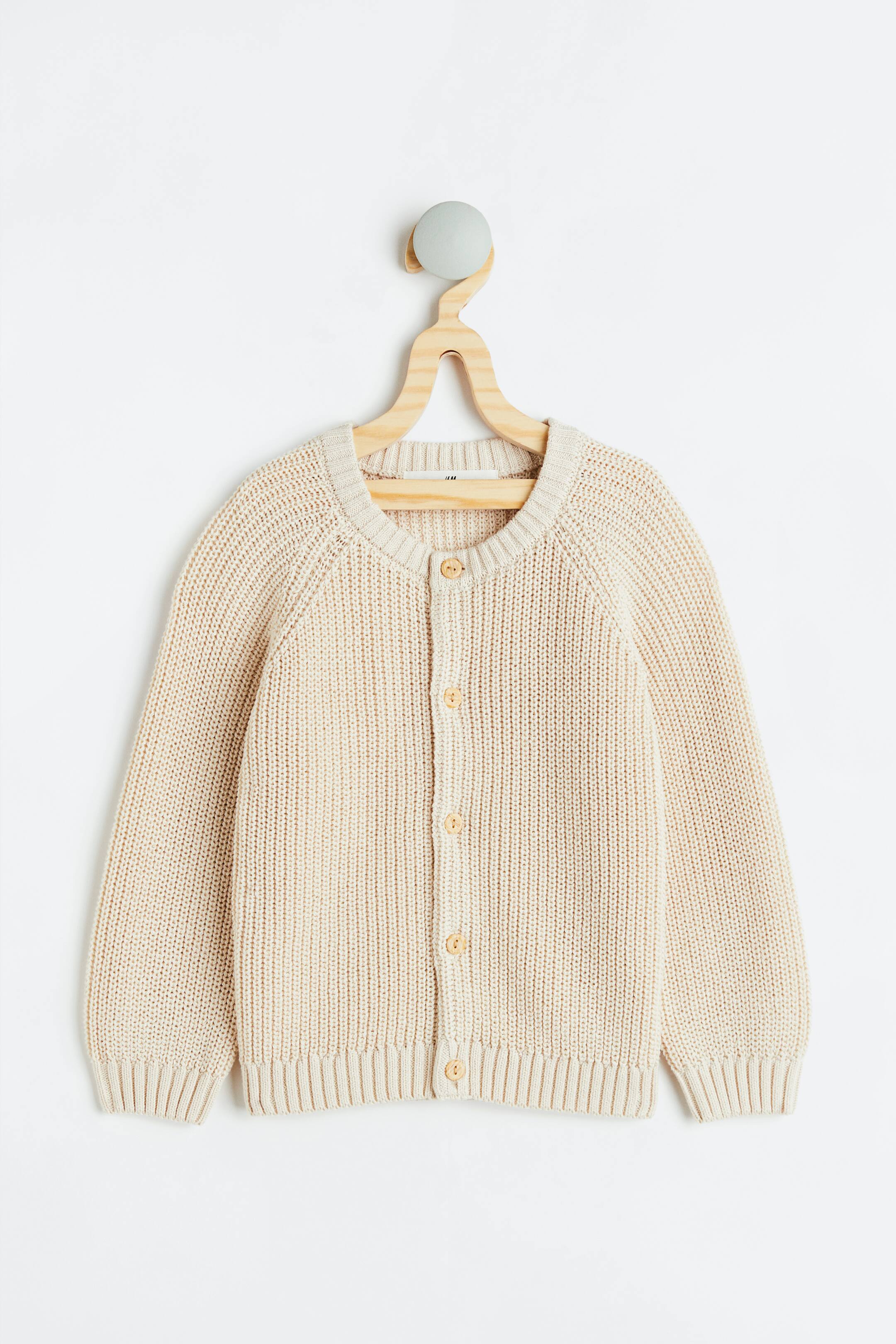 Stickad kofta i bomull - Ljusbeige - BARN | H&M SE
