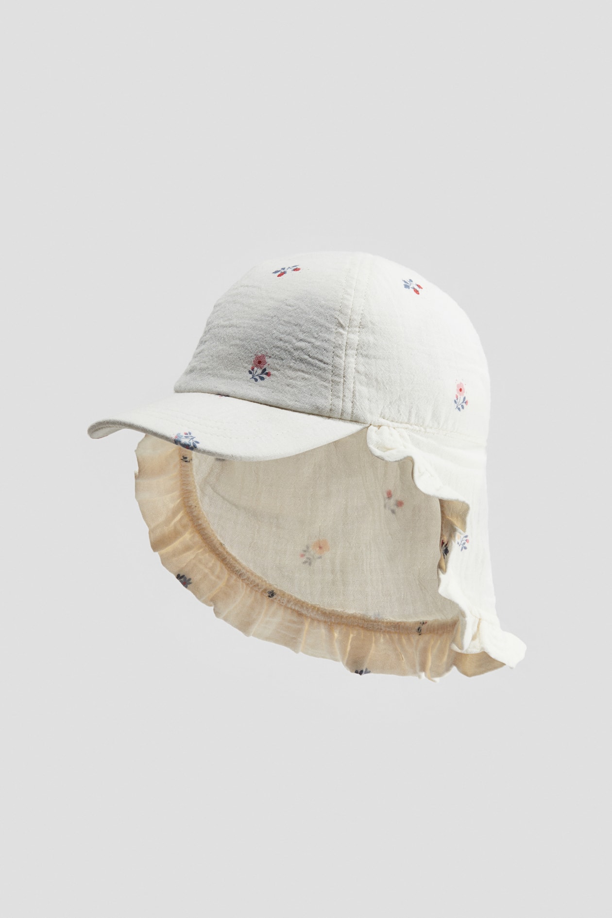 Ear-detail Muslin Cap - White/floral - Kids | H&M US