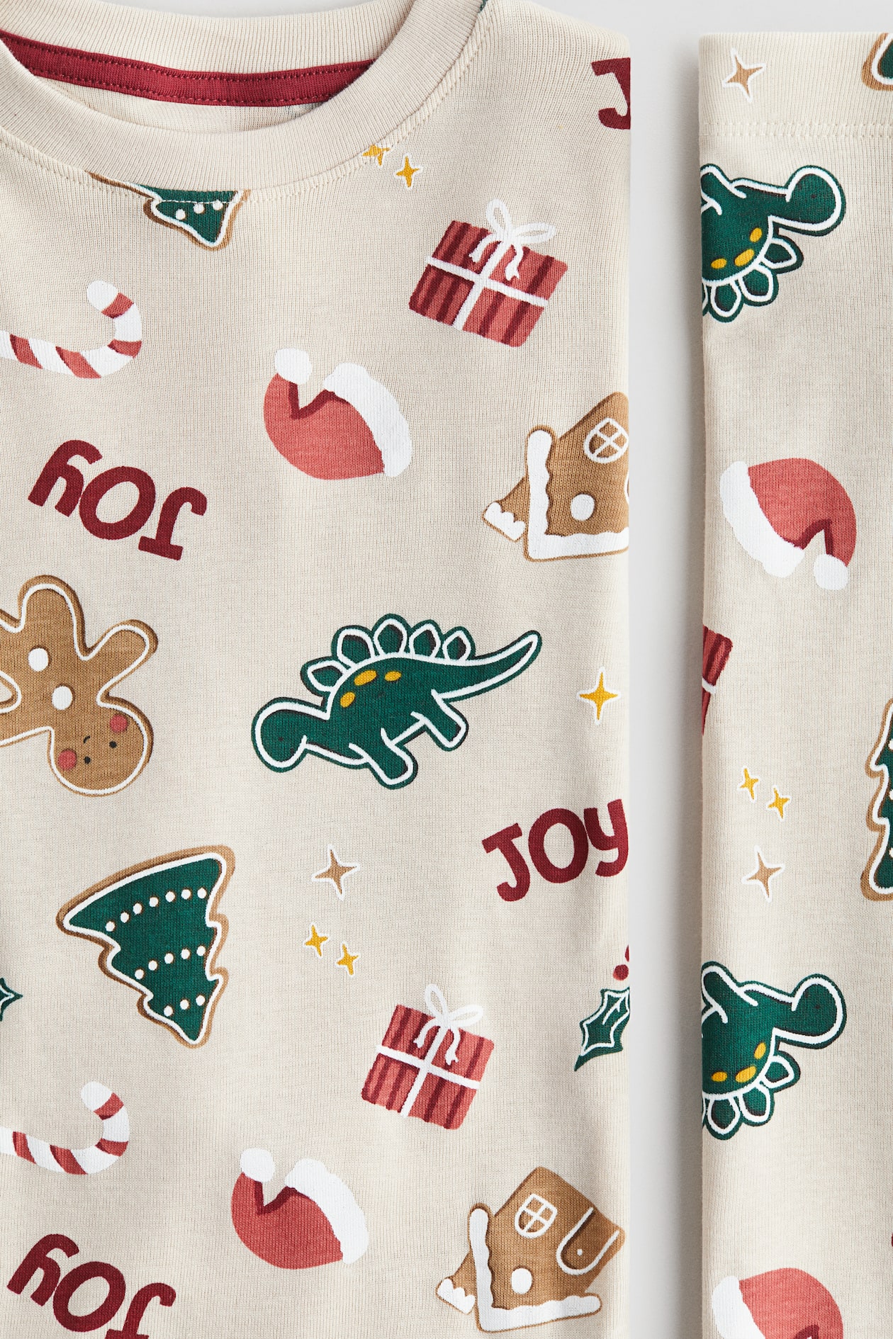 Light beige/Christmas Snug Fit Cotton Jersey Pajamas for kids | H&M US