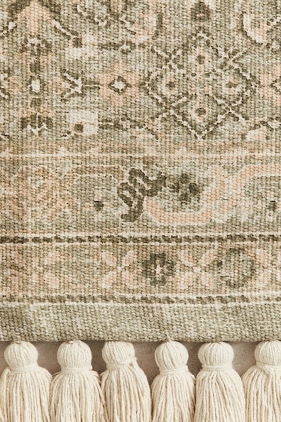 Patterned Rug with Fringe - Light dusty green/patterned - Home All | H&M US