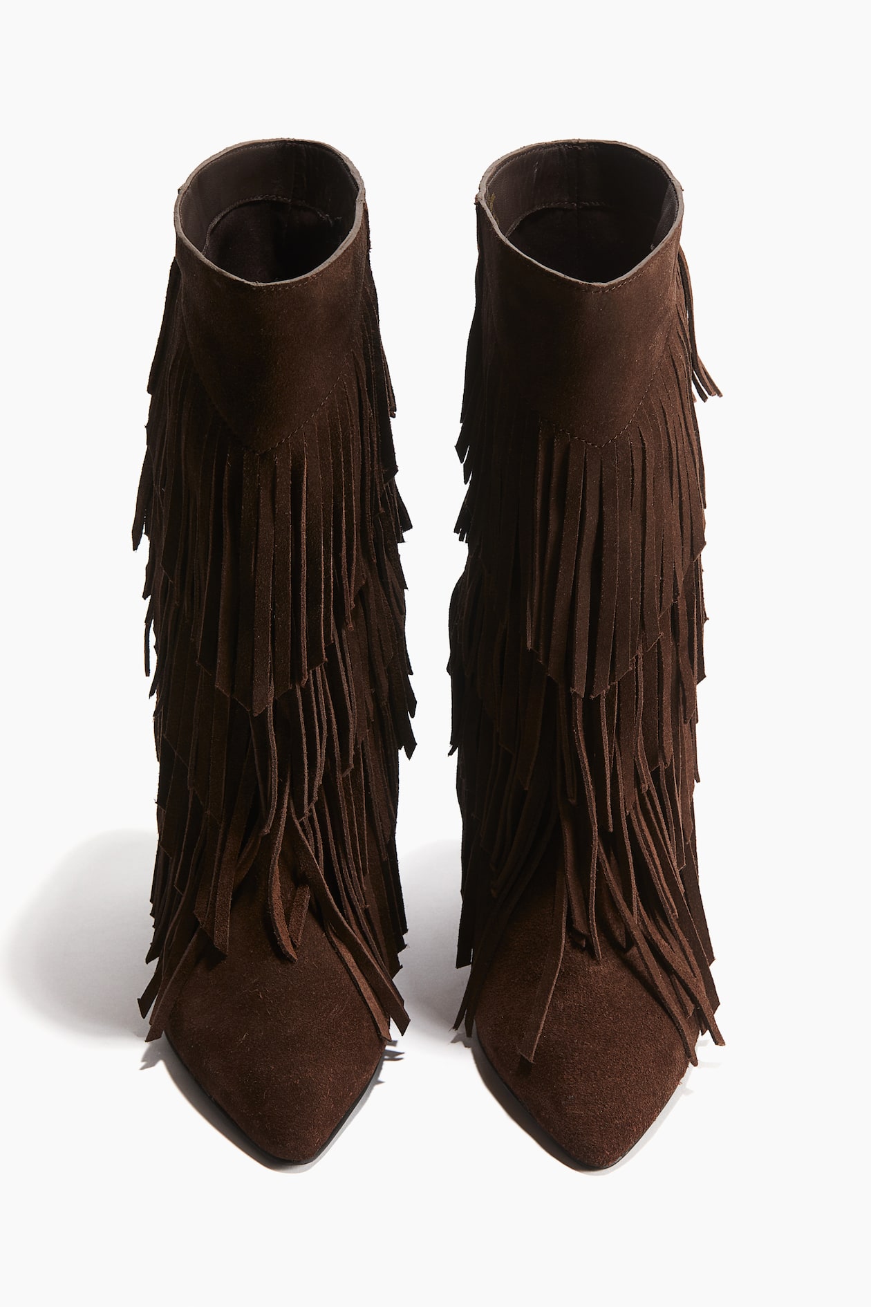 Botas de gamuza con flecos - Café oscuro - Ladies | H&M MX