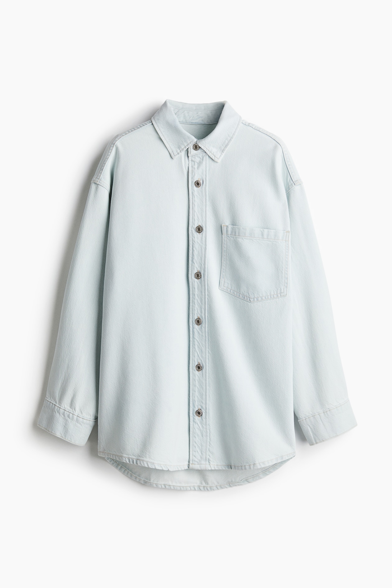 Women's Pale denim blue Feather Soft Oversized Denim Shirt | H&M CA