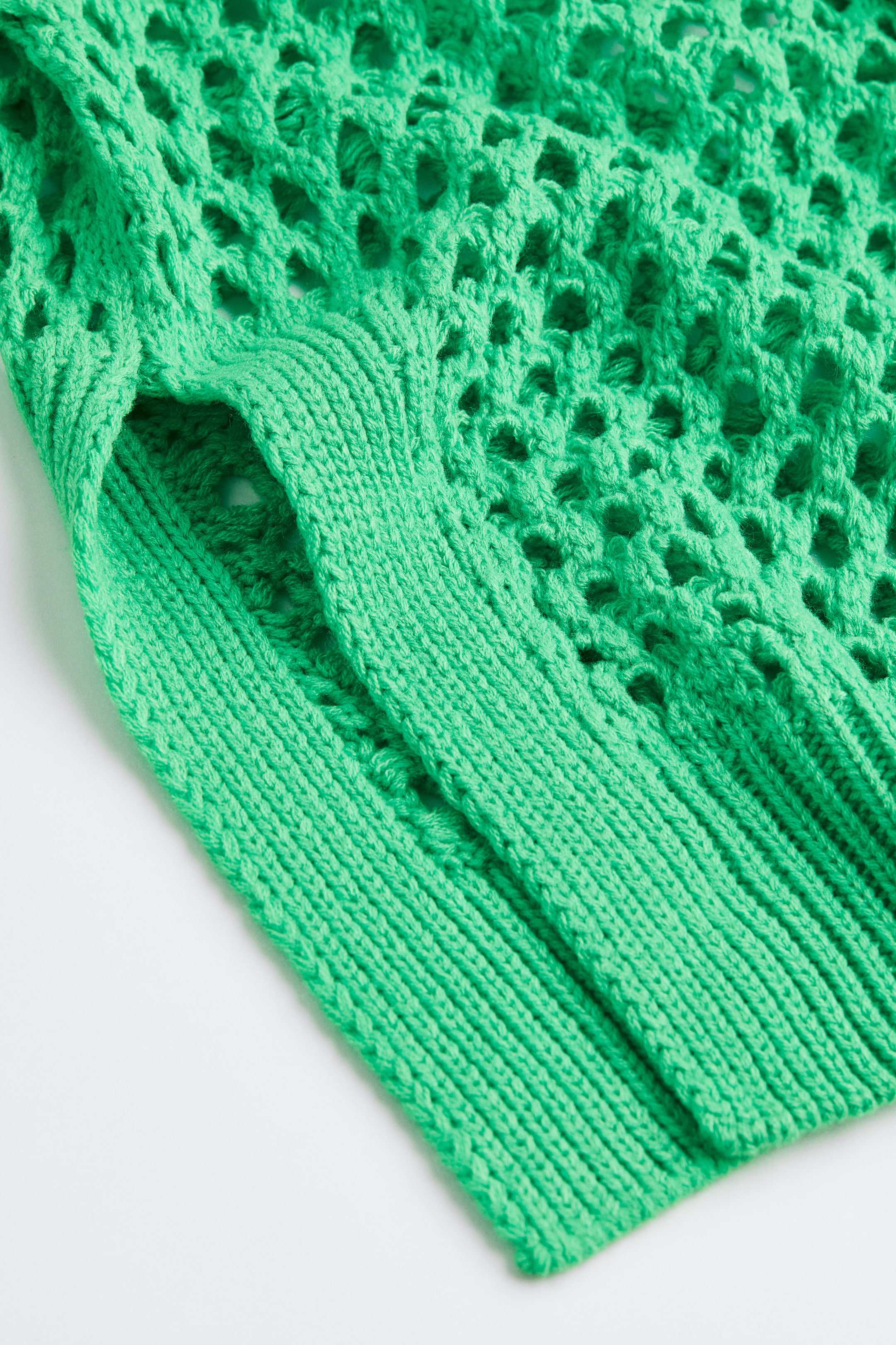 Asymmetric hole-knit jumper - Green - Ladies | H&M PH