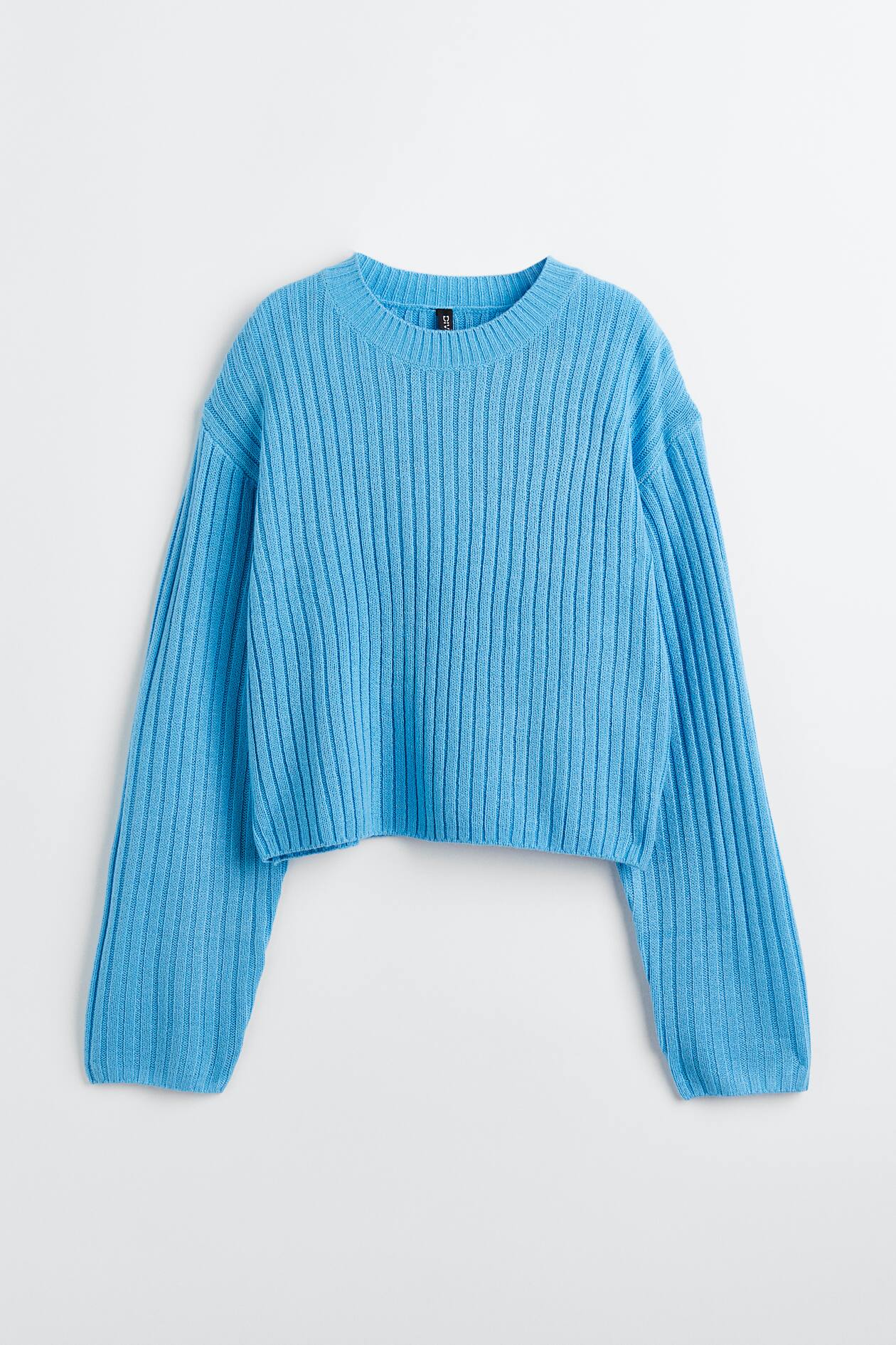 Gerippter Pullover - Rundausschnitt - Langarm - Blau - Ladies | H&M AT