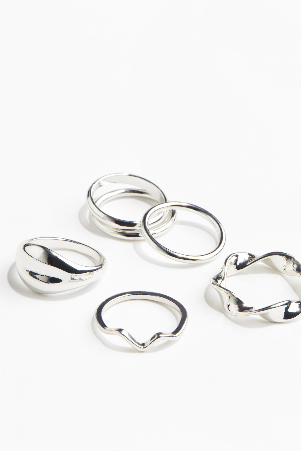 Women's Silver-coloured 6-pack rings | H&M GB
