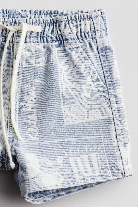 Light denim blue/patterned Patterned Denim Shorts for kids | H&M CA