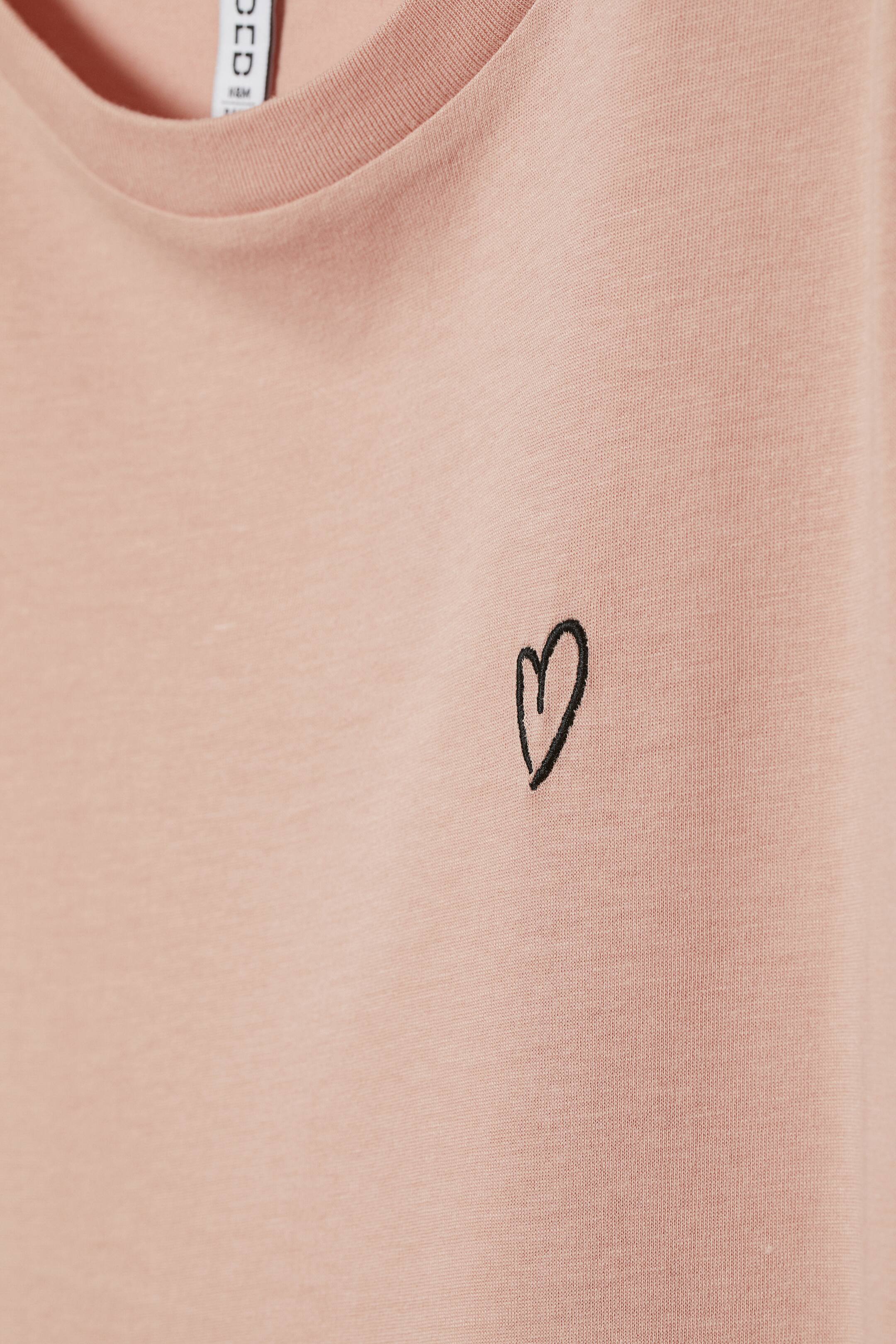 Jersey T-shirt - Powder pink/Heart - Ladies | H&M RS