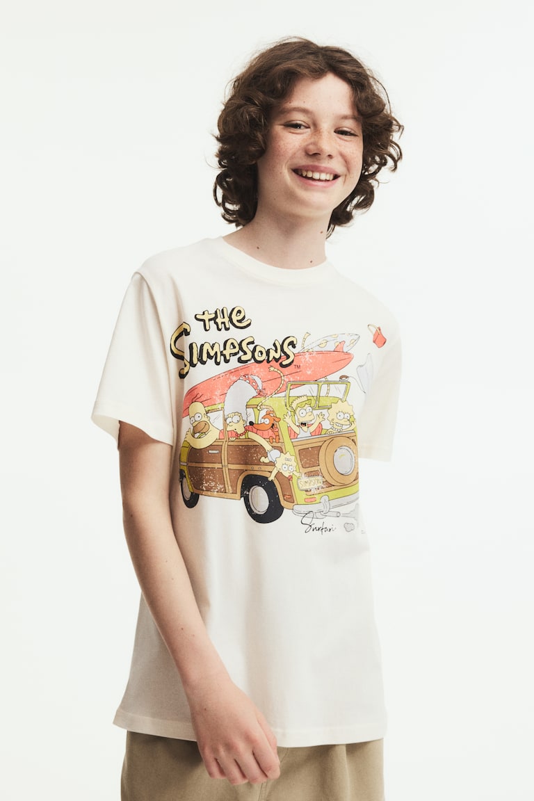 White/The Simpsons Cotton T-Shirt with Printed Motif for kids | H&M US