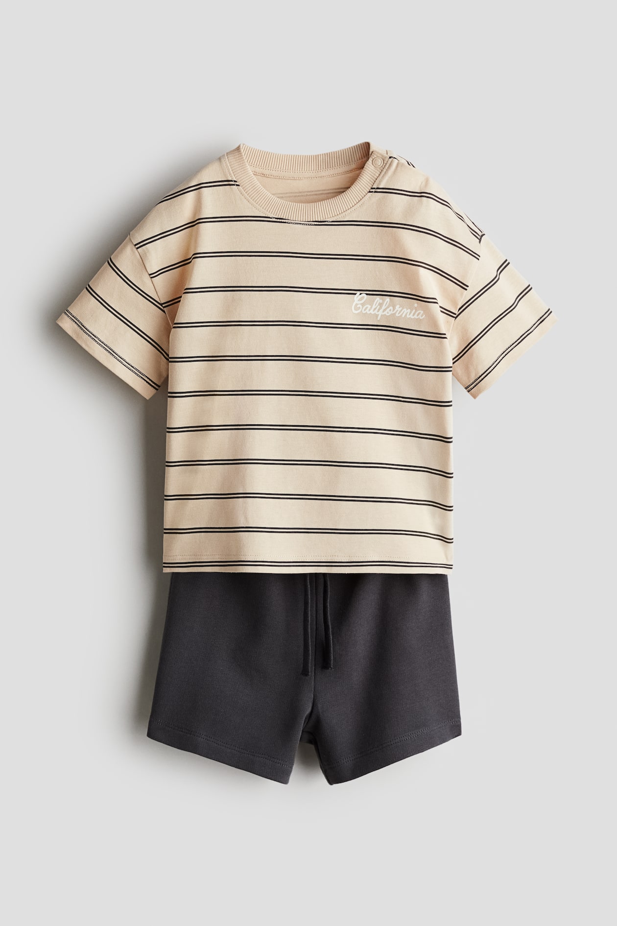 Zweiteiler aus Baumwolle - Hellbeige/Dunkelgrau - Kids | H&M DE