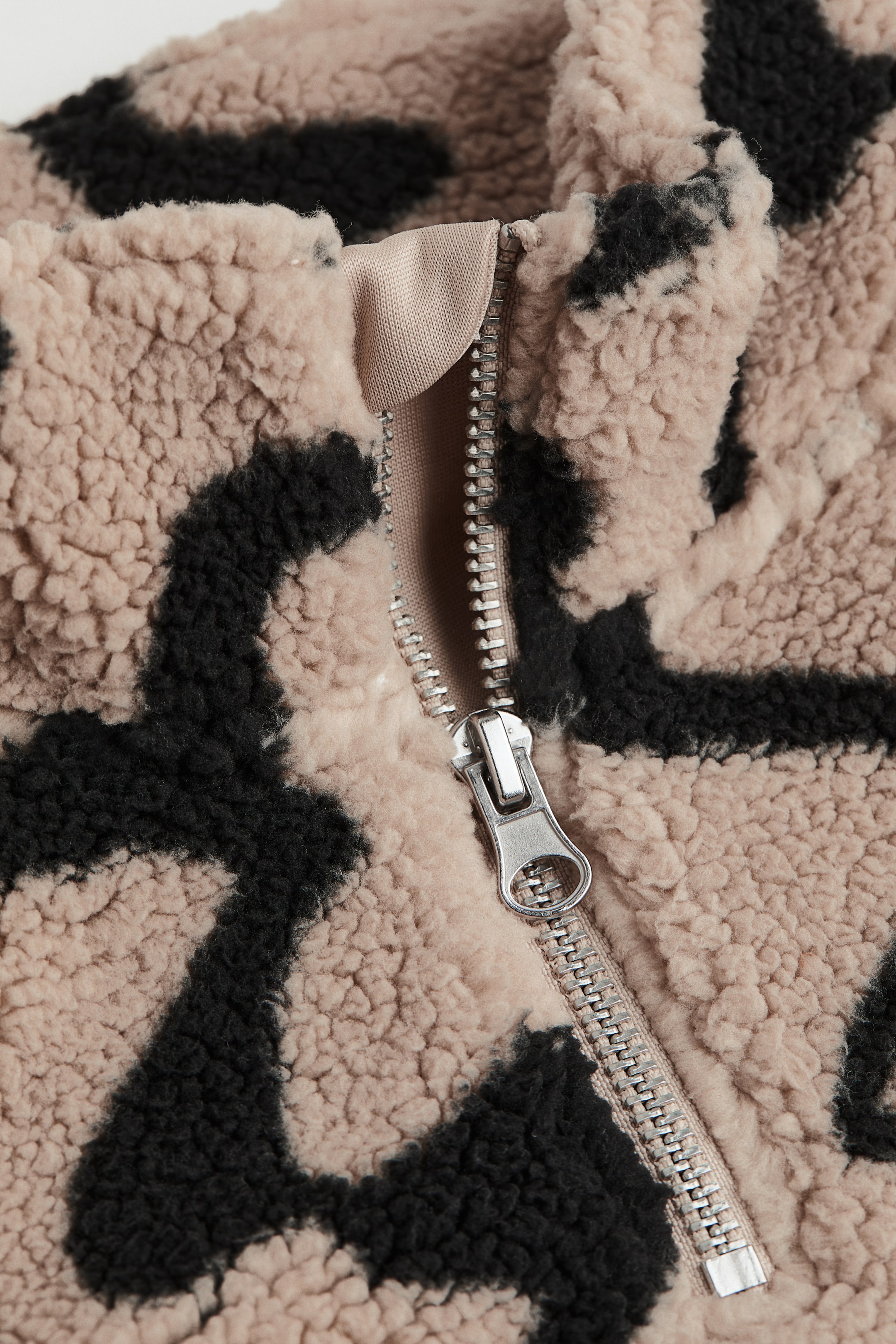 Zip-top teddy top - Beige/Patterned - Kids | H&M HK