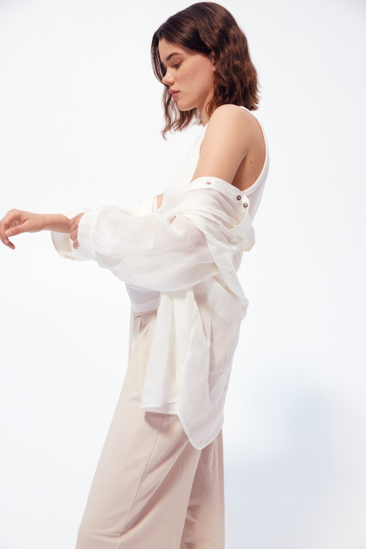 MAMA Before & After Drawstring Pants - Light beige - Ladies | H&M US