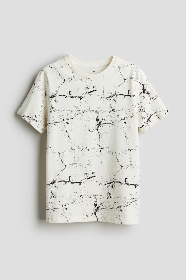 White/patterned Printed cotton T-shirt for kids | H&M US