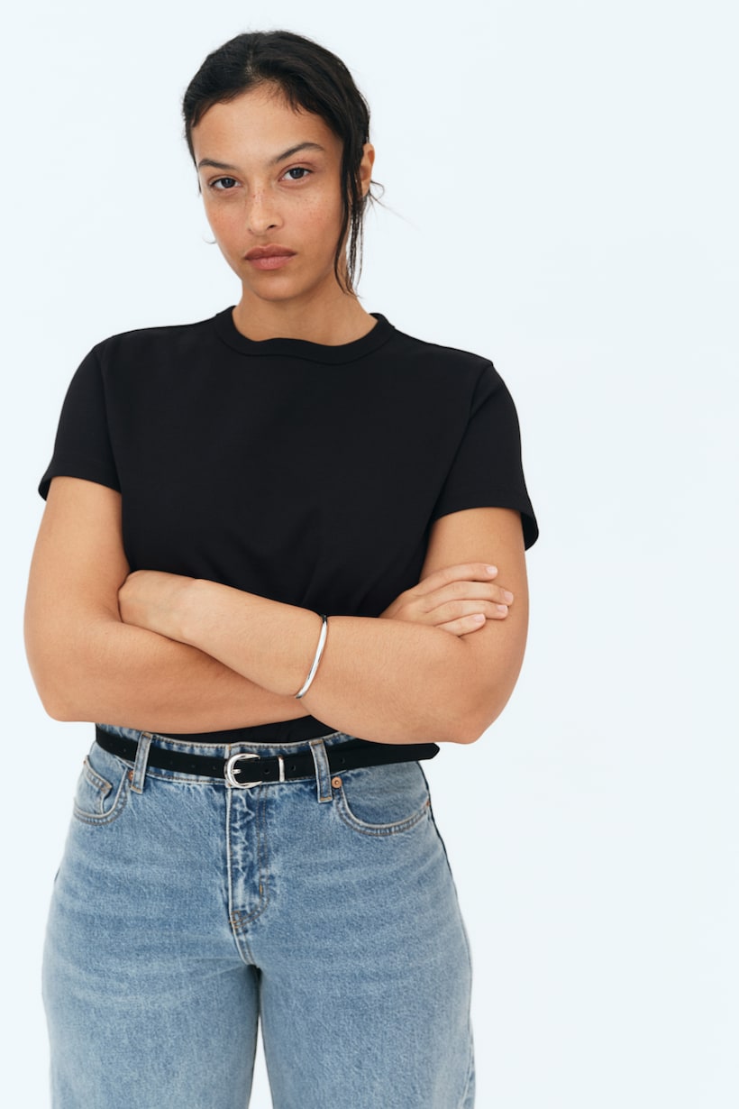 Women's Black Cotton T-Shirt | H&M CA