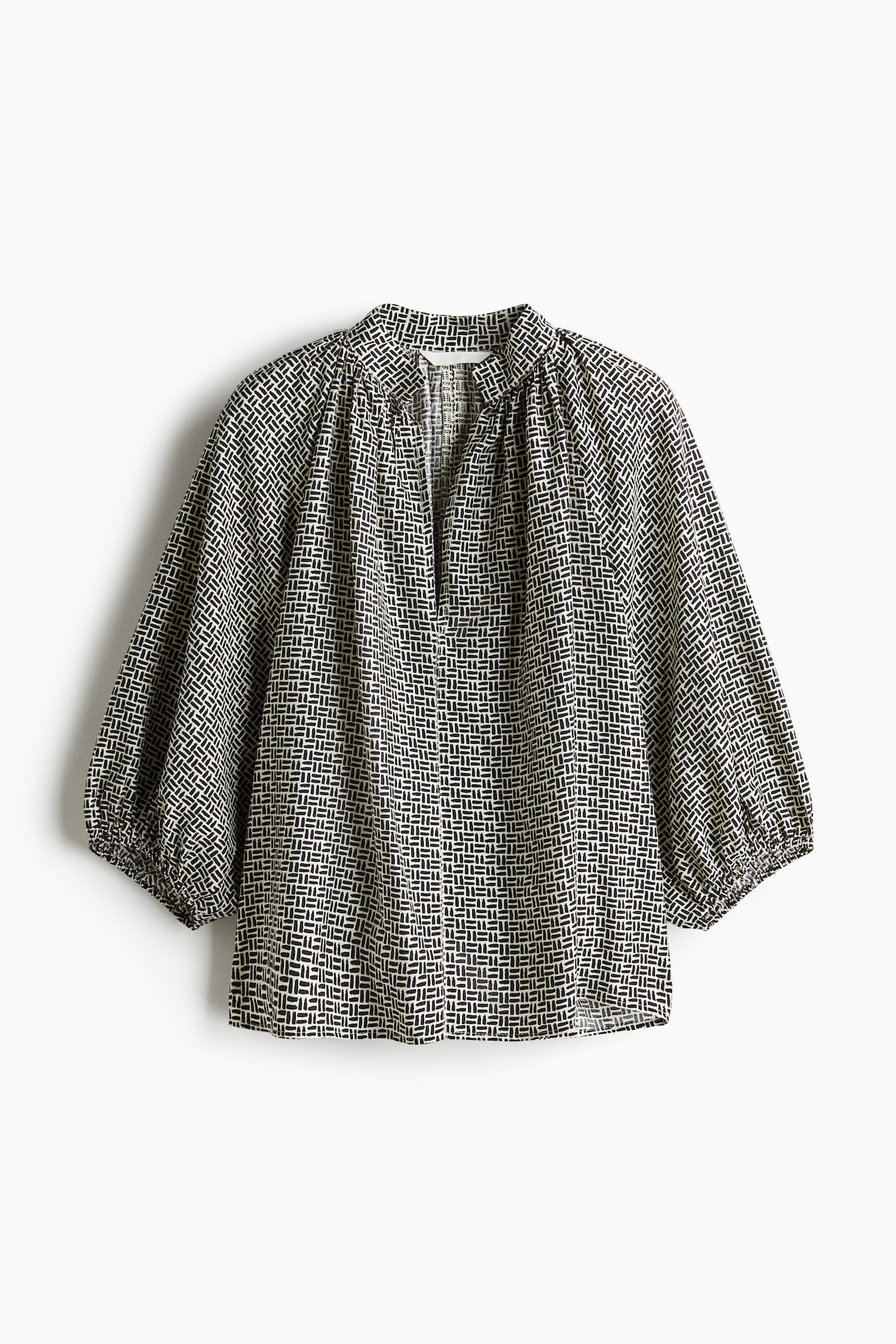 Balloon-sleeved Blouse - Cream/black patterned - Ladies | H&M US