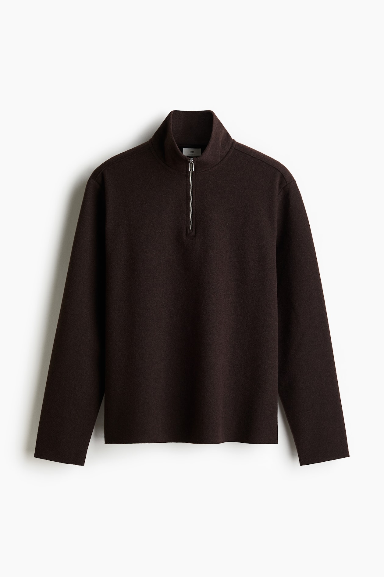 - Regular Fit Half-zip Mock Turtleneck Sweater - Dark brown - Men | H&M US