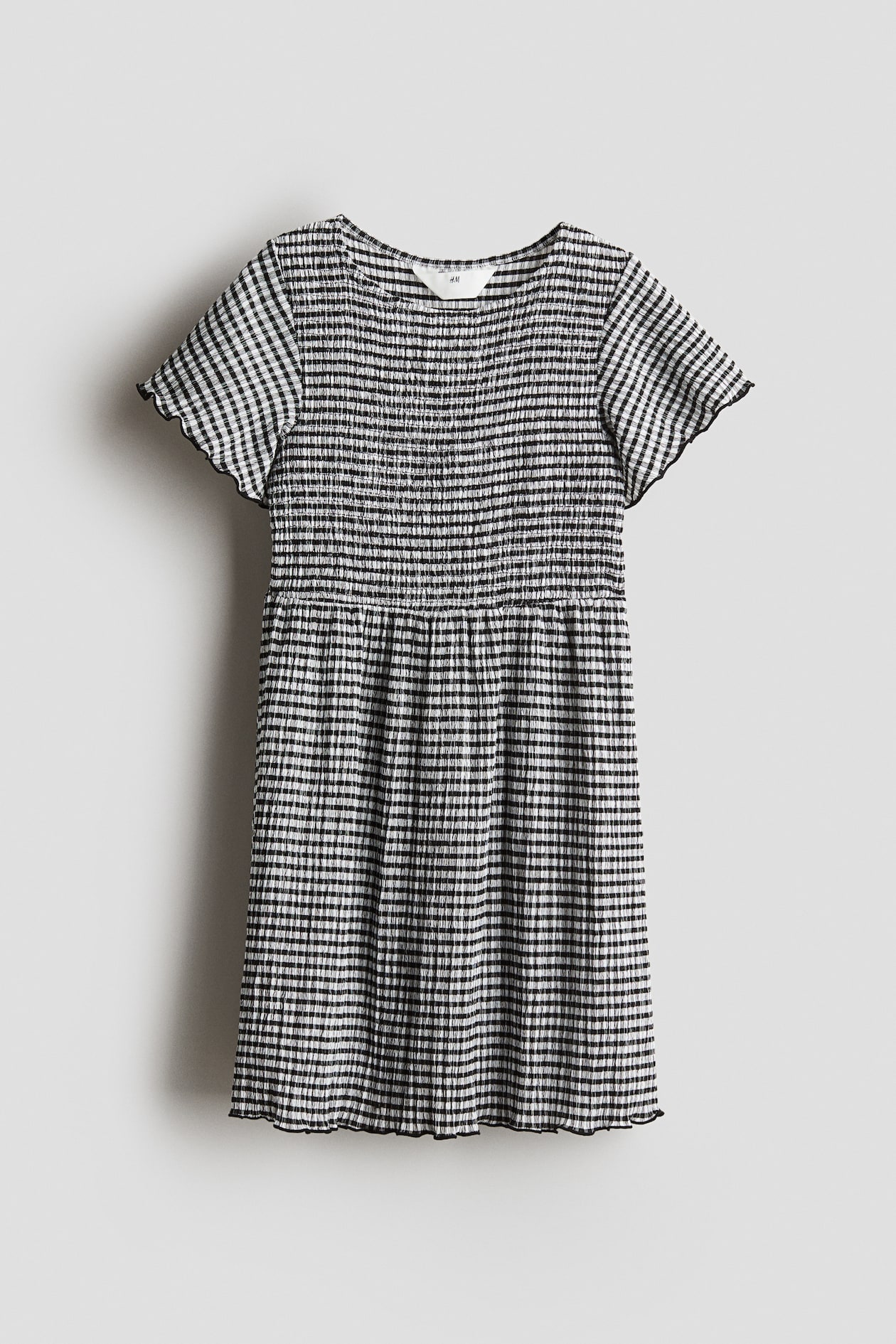 Gesmoktes Kleid - Schwarz/Kariert - Kids | H&M AT