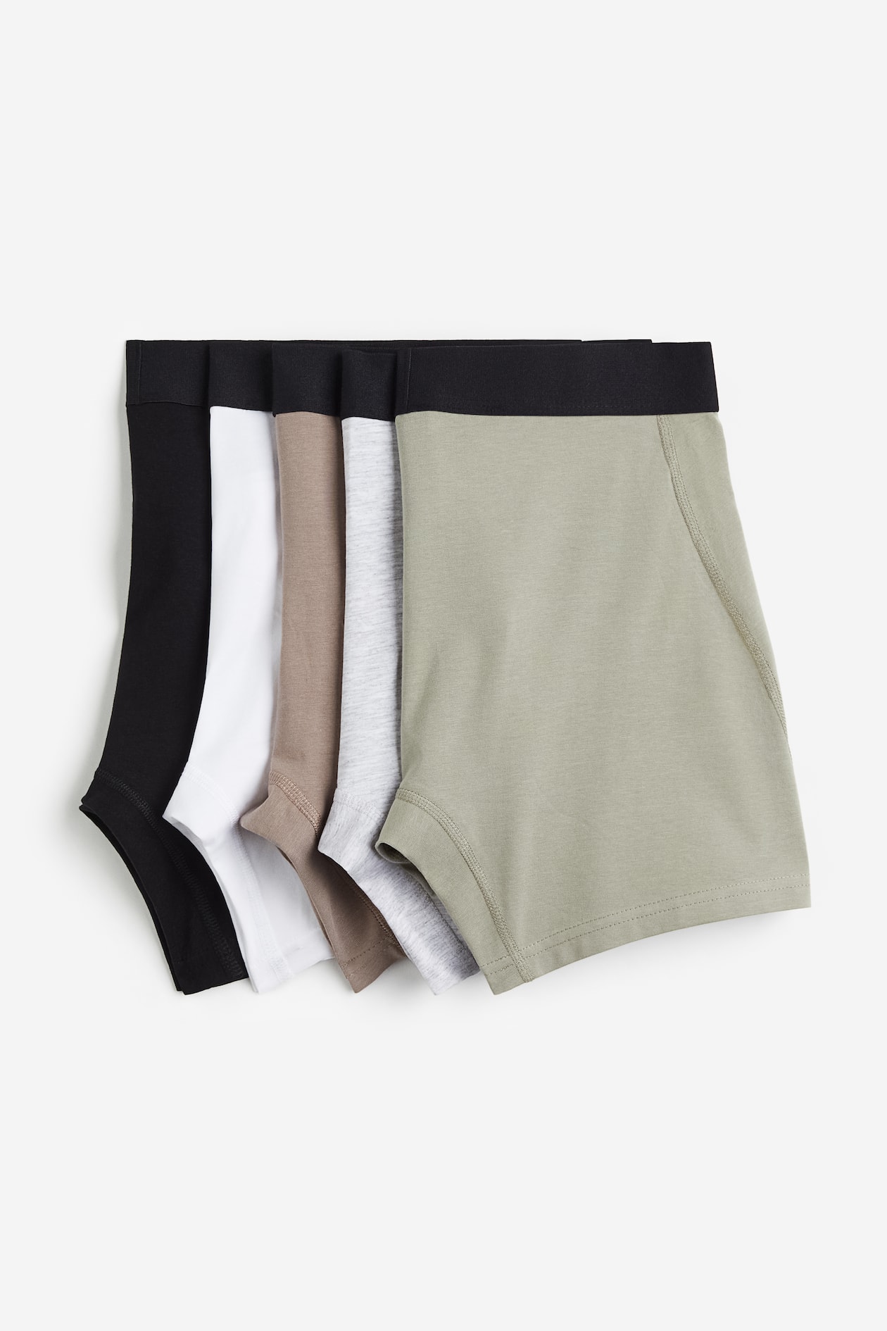 5-pack Mid-Length Boxer Briefs with Lycra® - Sage green/gray melange ...