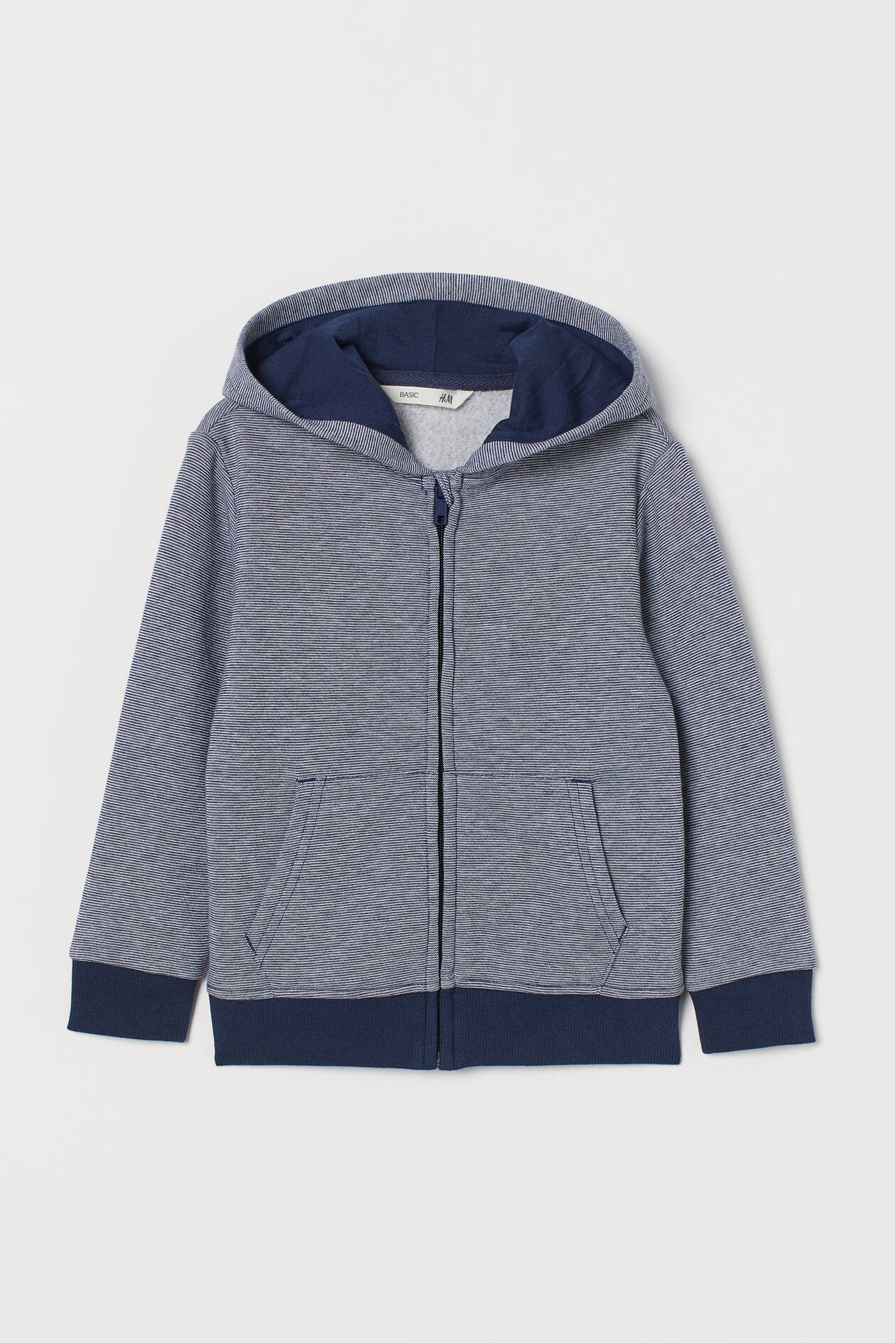 Hooded jacket - Navy blue/Narrow-striped - Kids | H&M RS