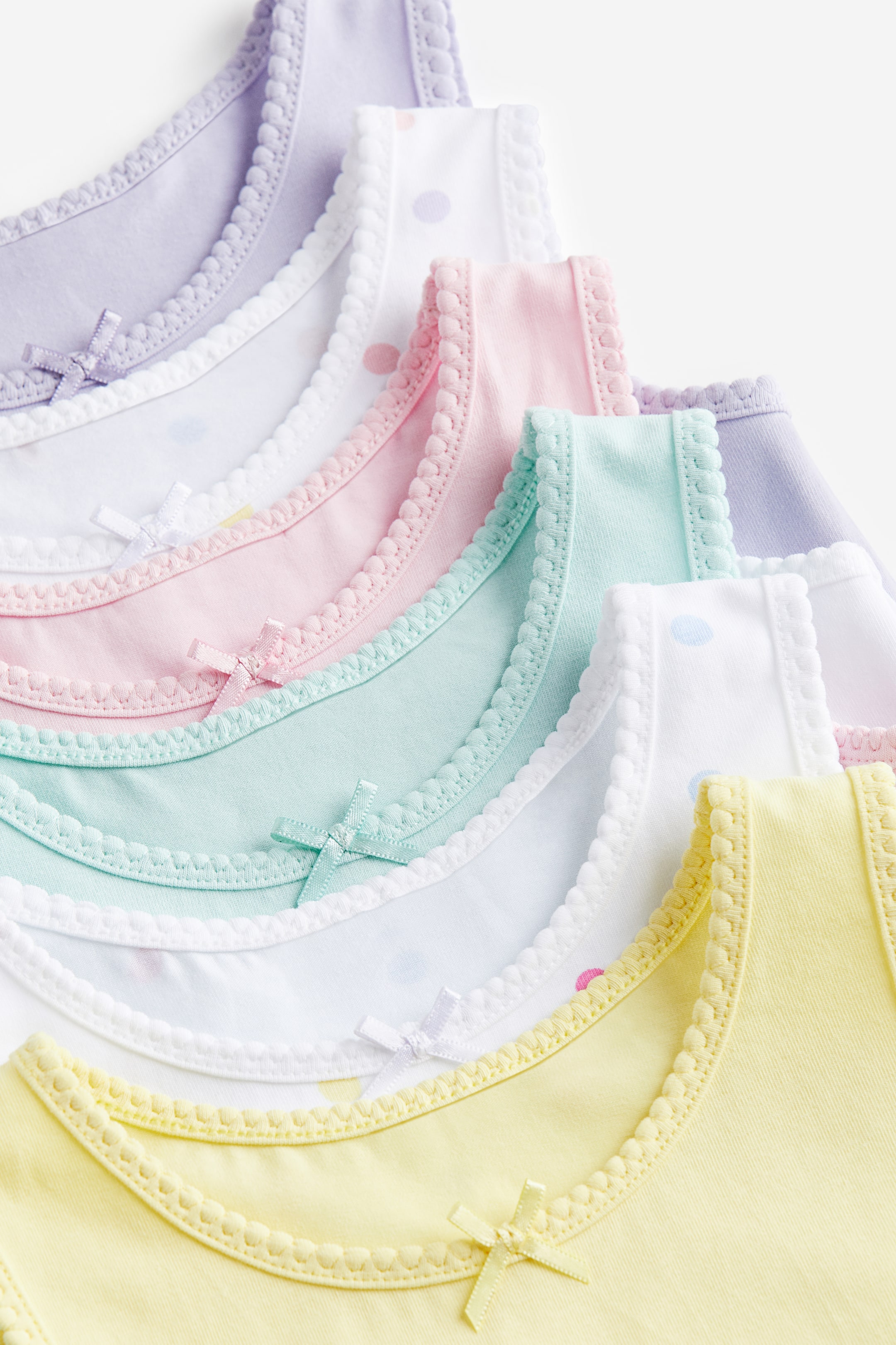 6-pack picot-trimmed vest tops - Mint green/Spotted - Kids | H&M HK