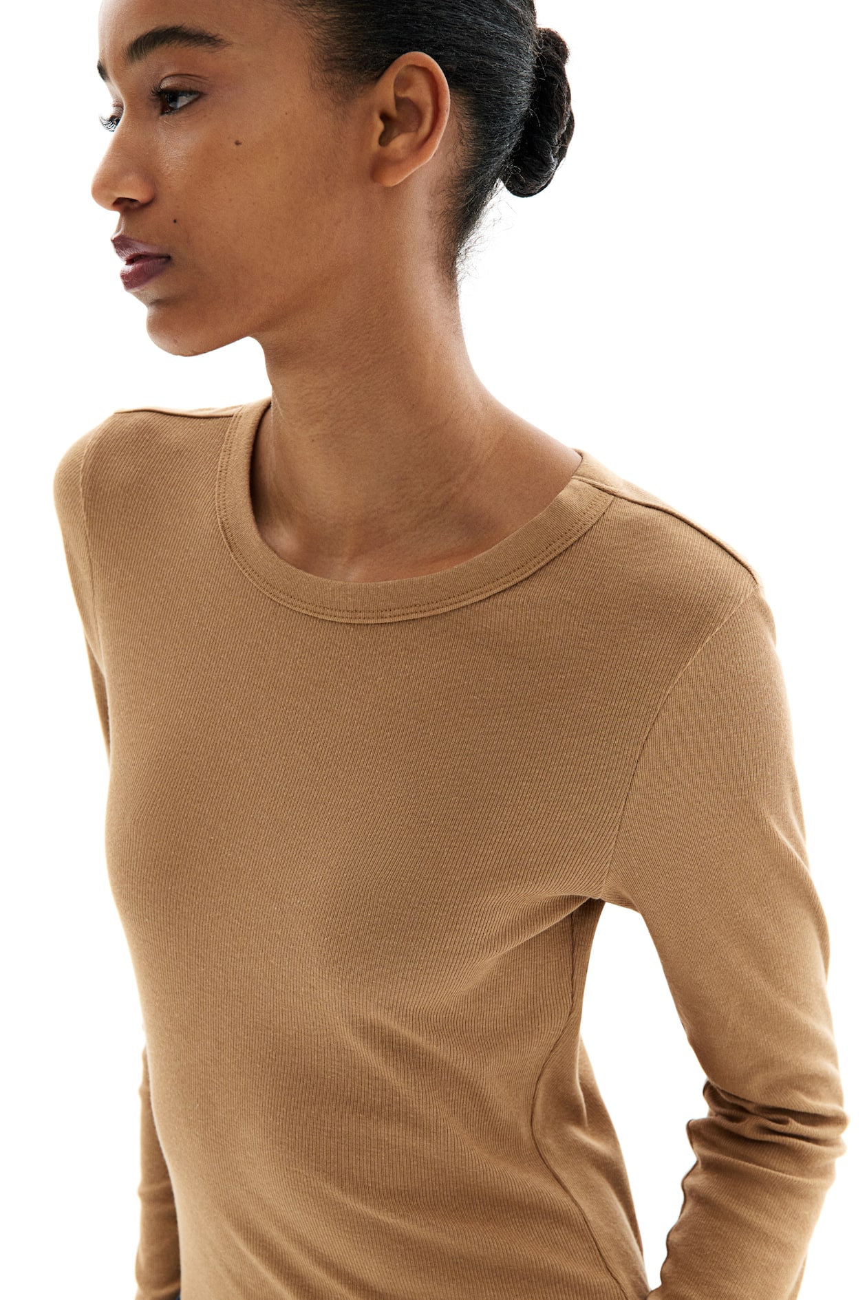 Top de canalé - Beige oscuro - MUJER | H&M ES