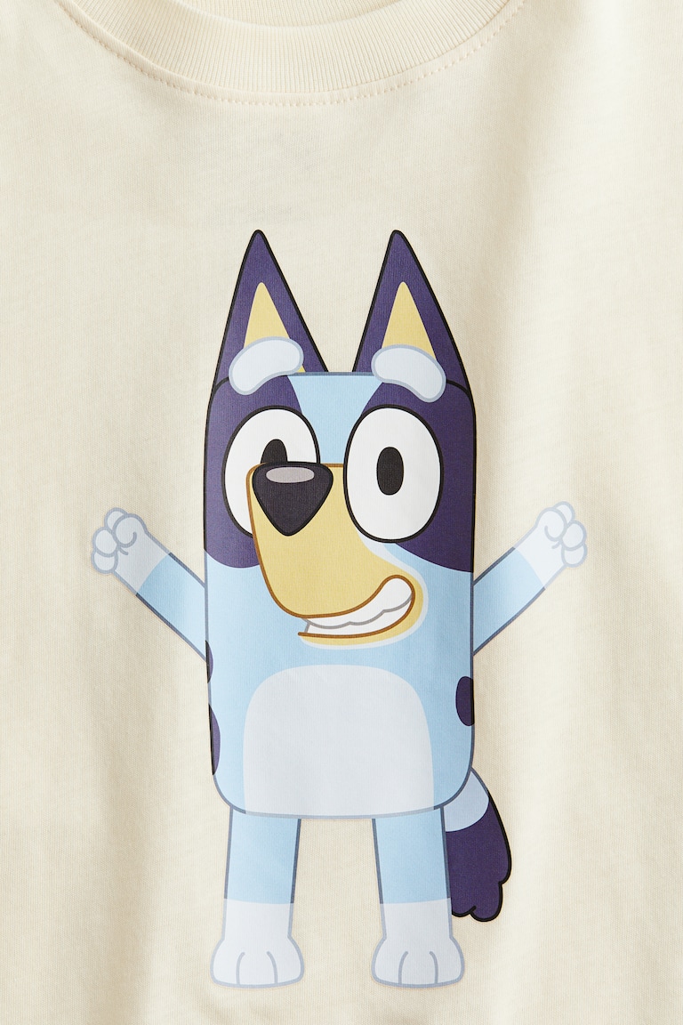 Light yellow/Bluey Oversized Printed T-Shirt | H&M CA