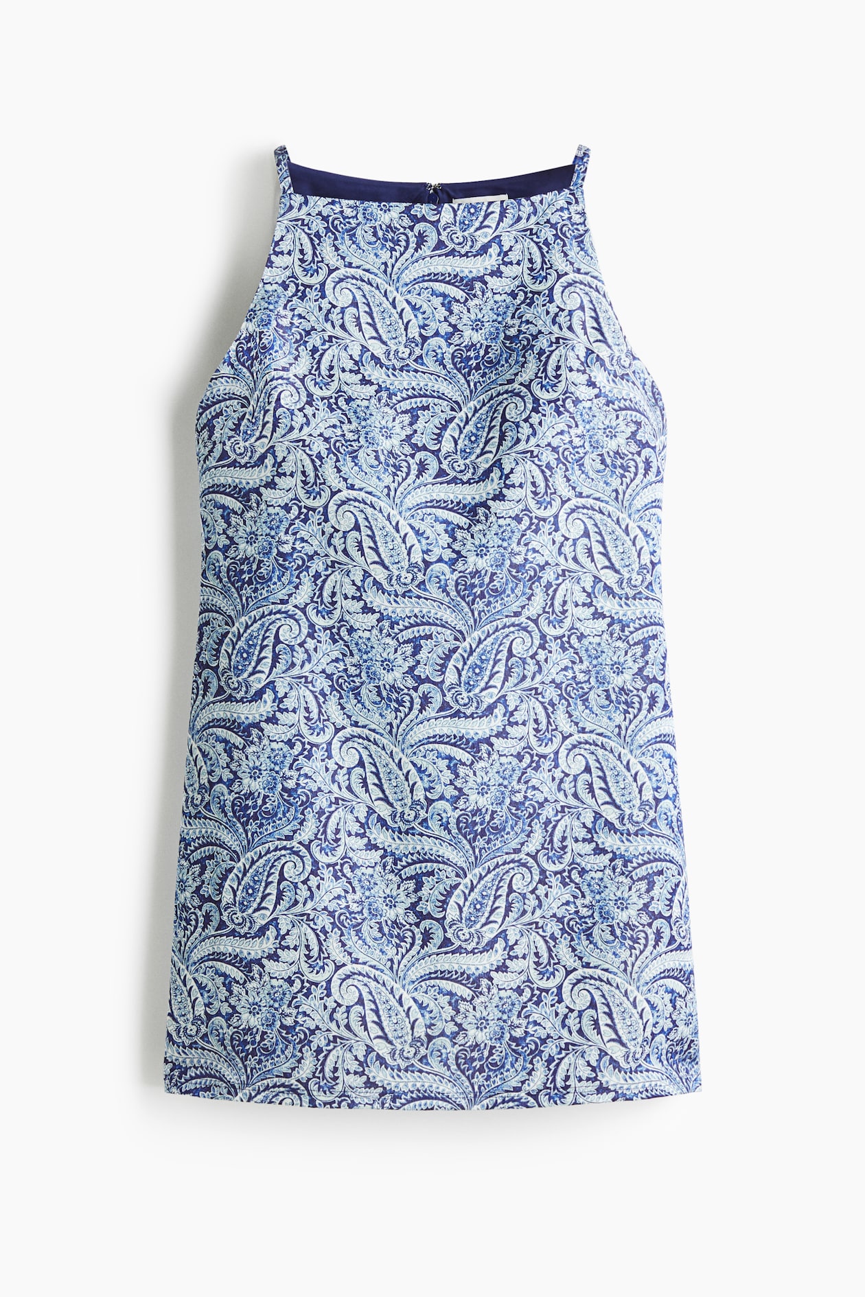 Women's Blue/paisley pattern Linen-Blend Strappy Dress | H&M CA