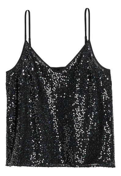 Sequined strappy top - Black - Polyamide - Ladies | H&M IE