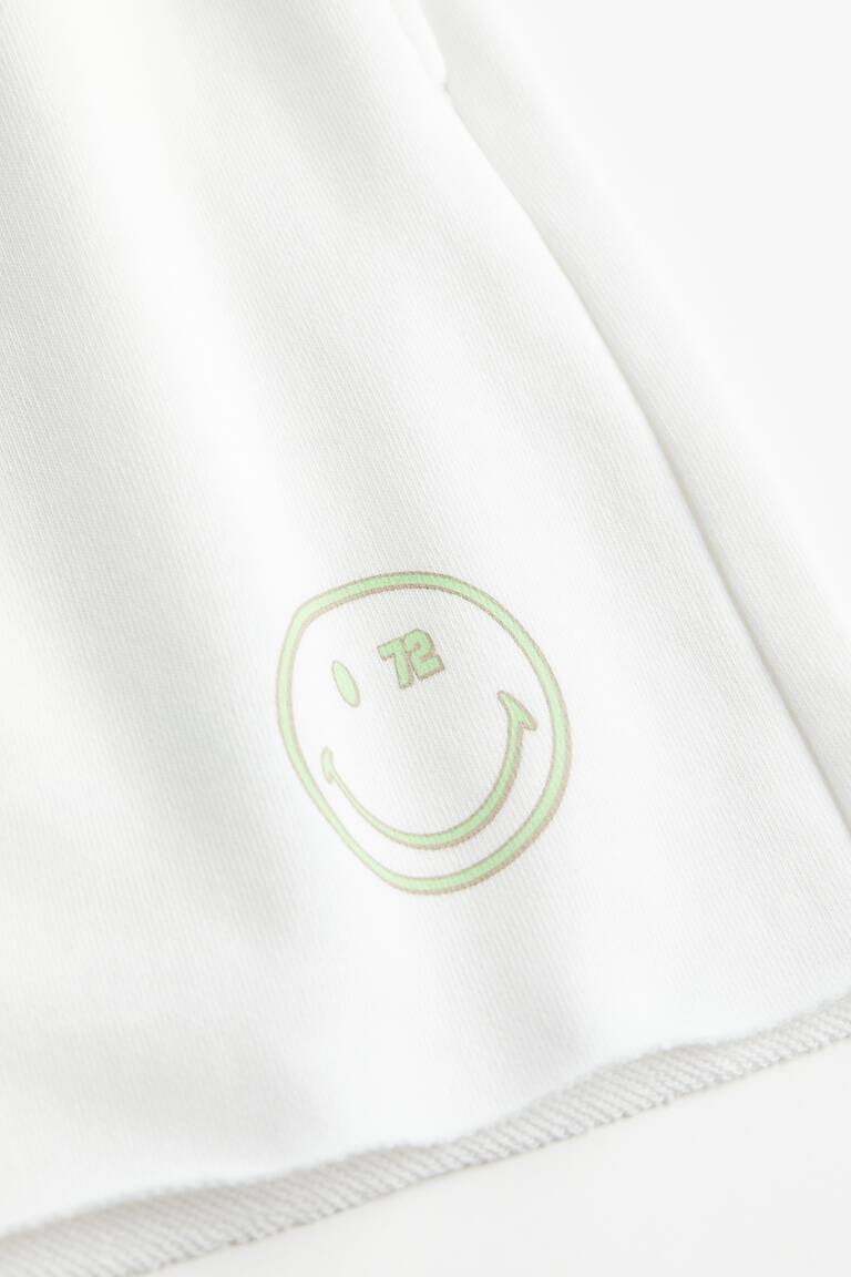 Printed Sweatshorts - White/Smiley® - Ladies | H&M US