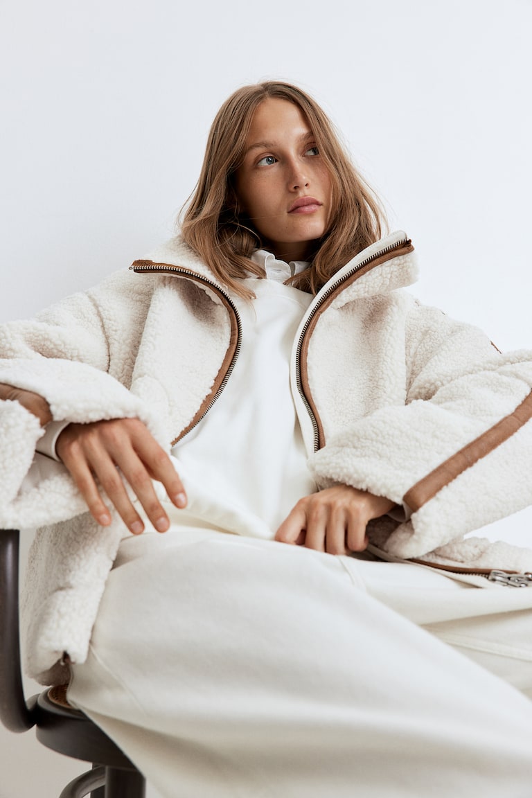Teddy Fleece Jacket - Cream - Ladies | H&M US