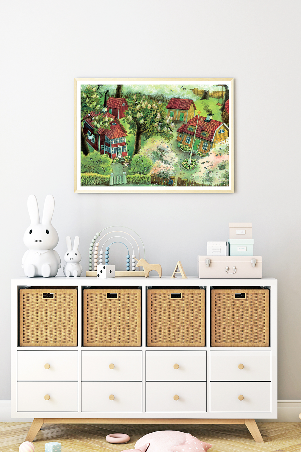 Astrid Lindgren - Running In The Garden - Multicolour - Poster & Frame ...