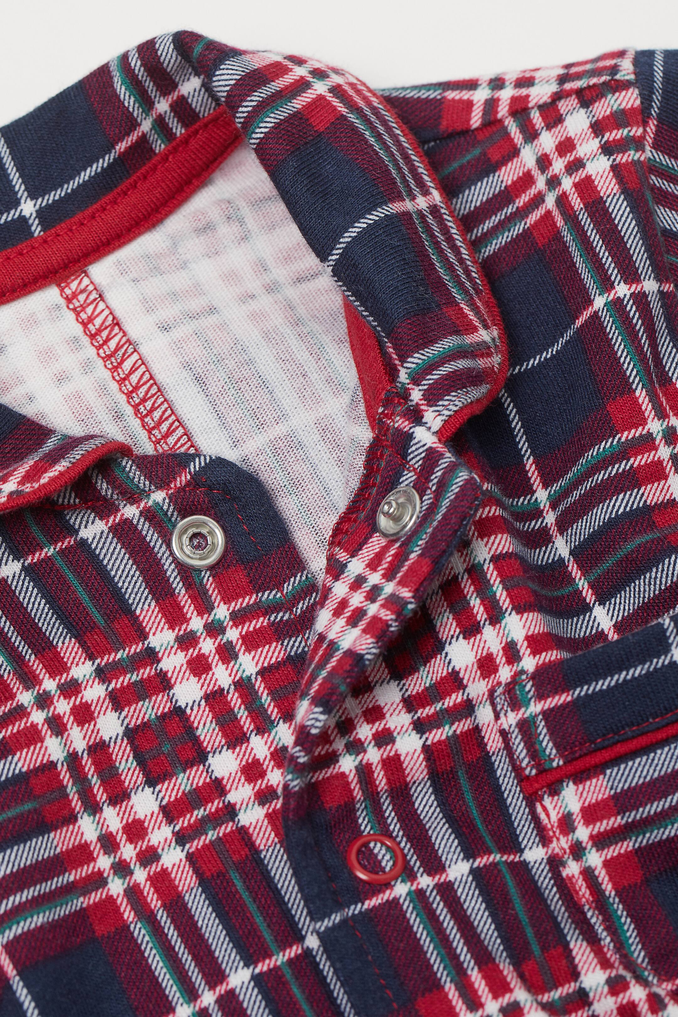 Checked pyjamas - Dark blue/Checked - Kids | H&M HK