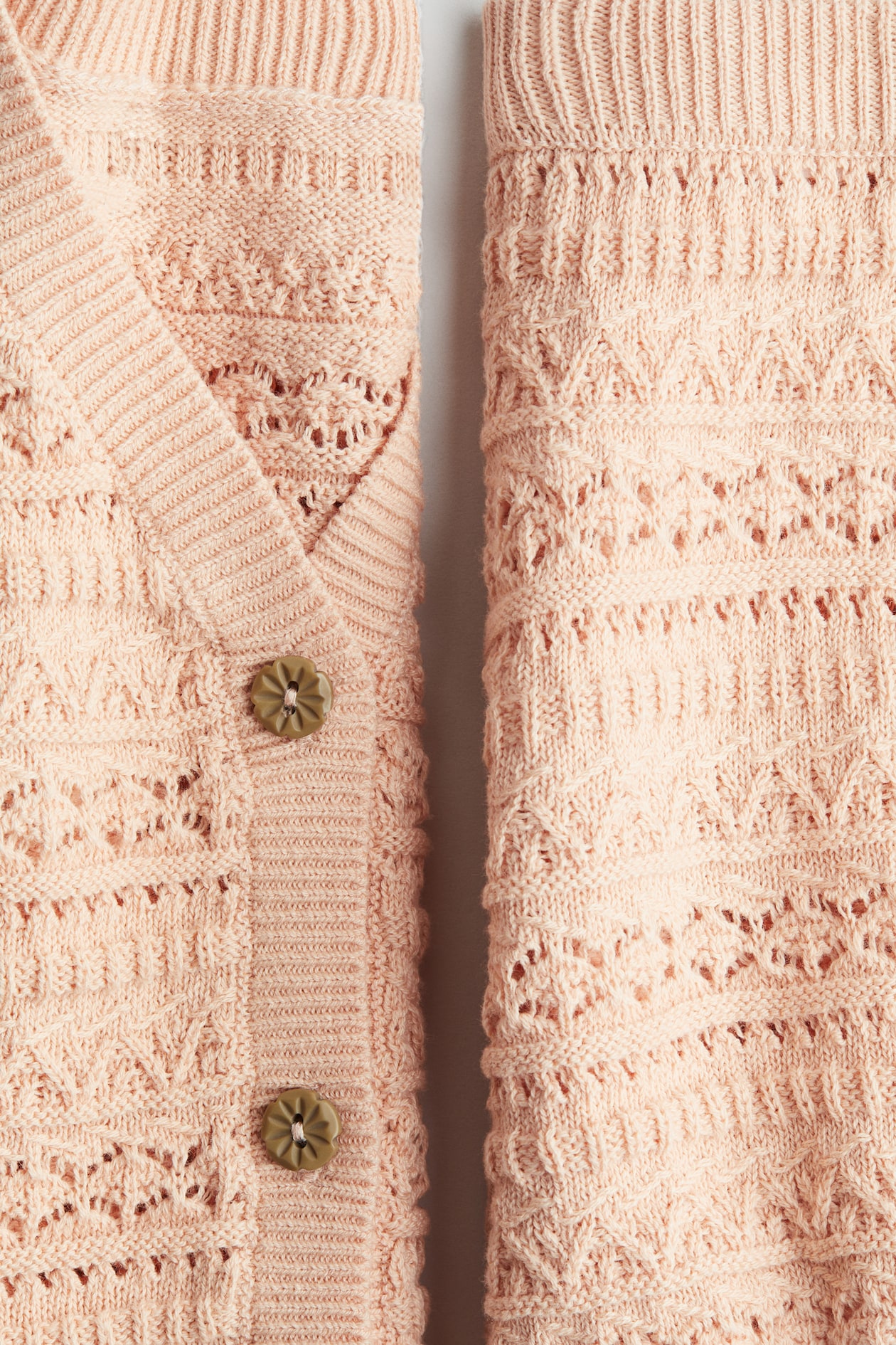 2-piece pattern-knit cotton set - Peach pink - Kids | H&M GB