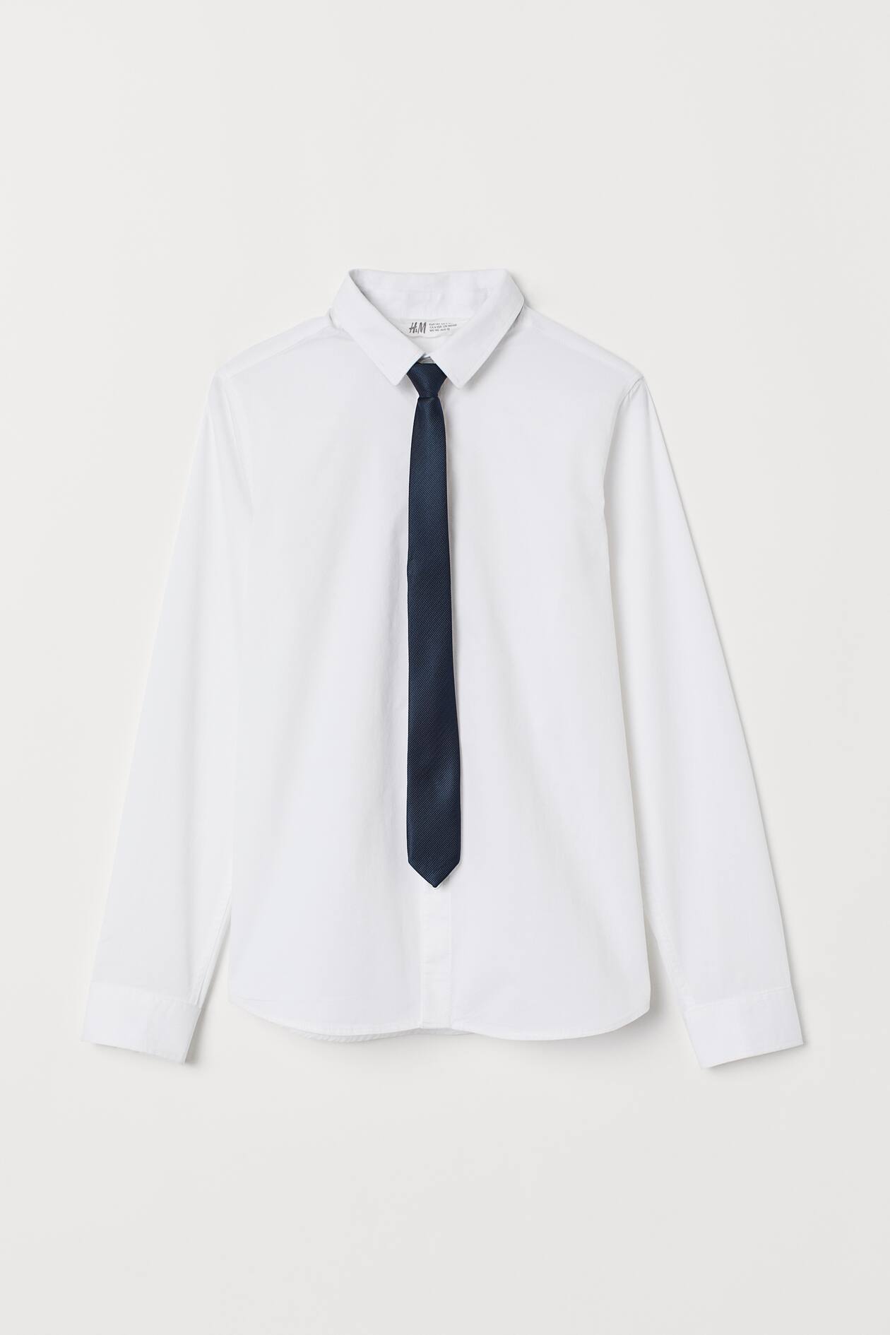 Hemd mit Krawatte/Fliege - Langarm - Weiß/Krawatte - Kids | H&M DE