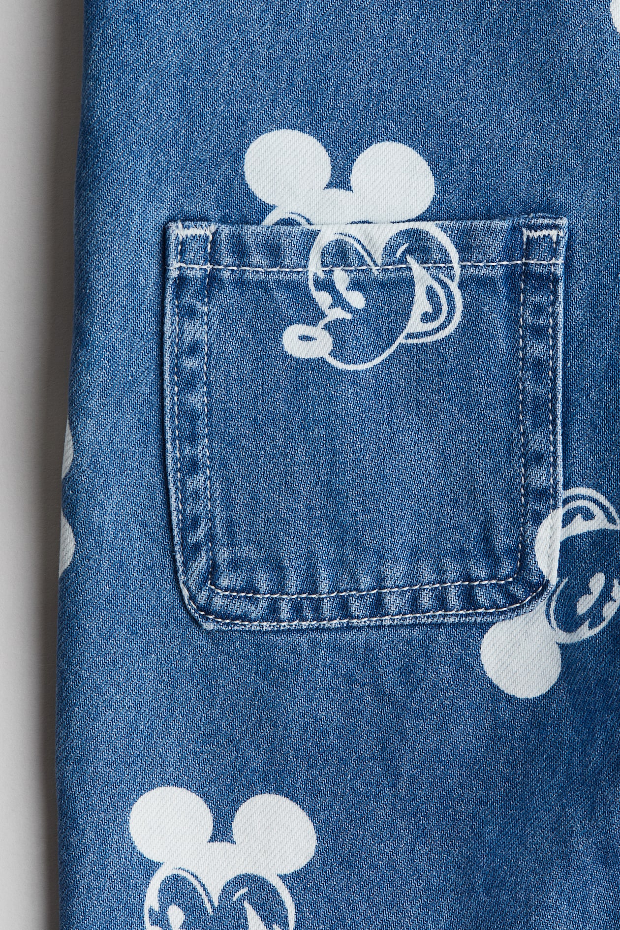 Denim blue/Mickey Mouse Printed Denim Overalls for kids | H&M US