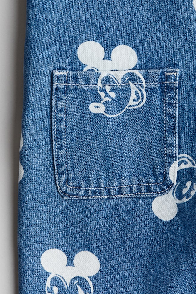 Denim blue/Mickey Mouse Printed Denim Overalls for kids | H&M CA
