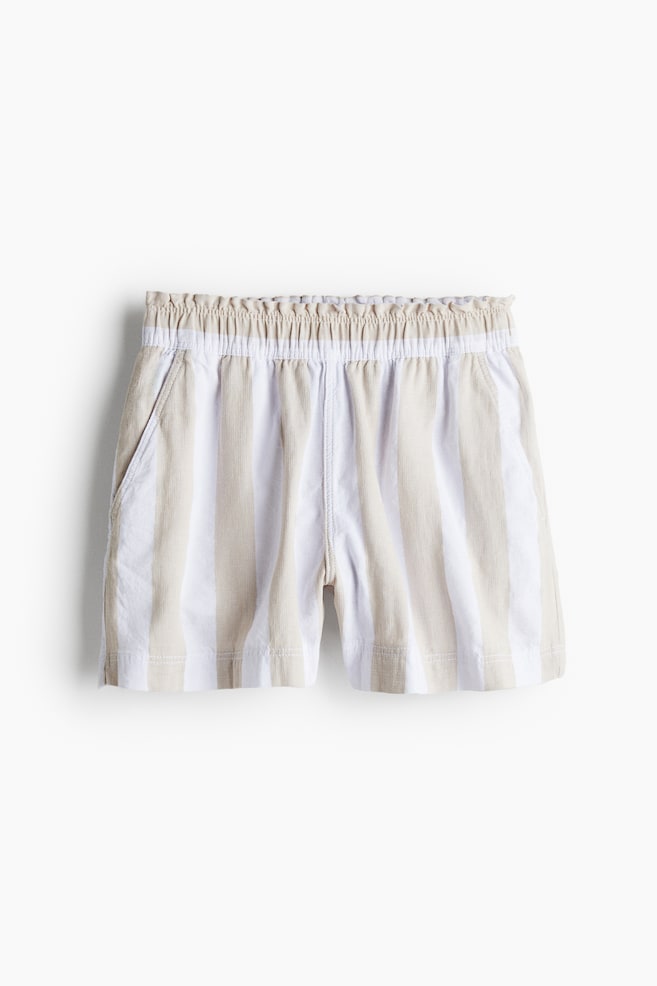 Linen Shorts - Light beige/striped - Ladies | H&M US