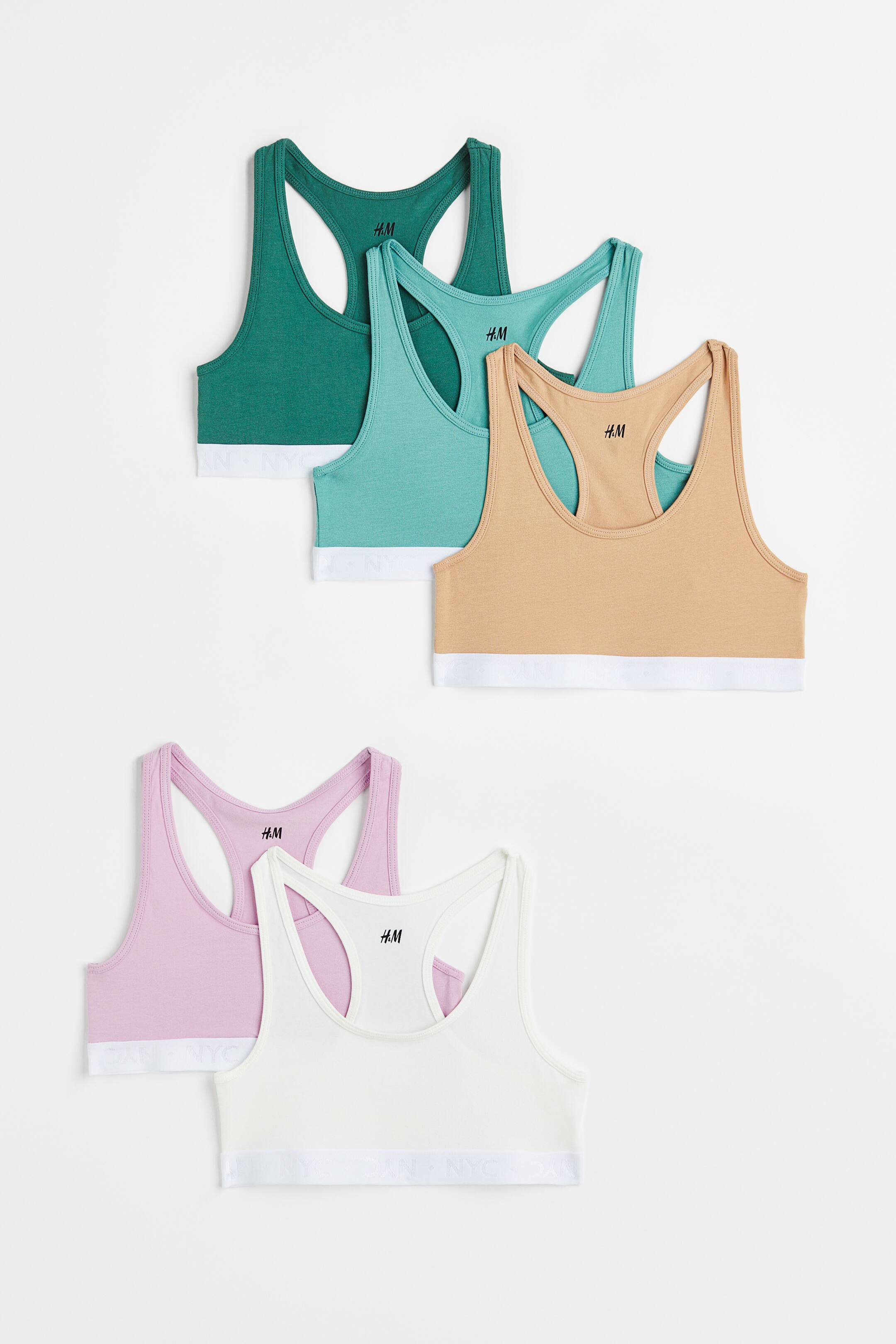 Top in cotone 5 pezzi - Verde scuro/viola chiaro - BAMBINO | H&M IT