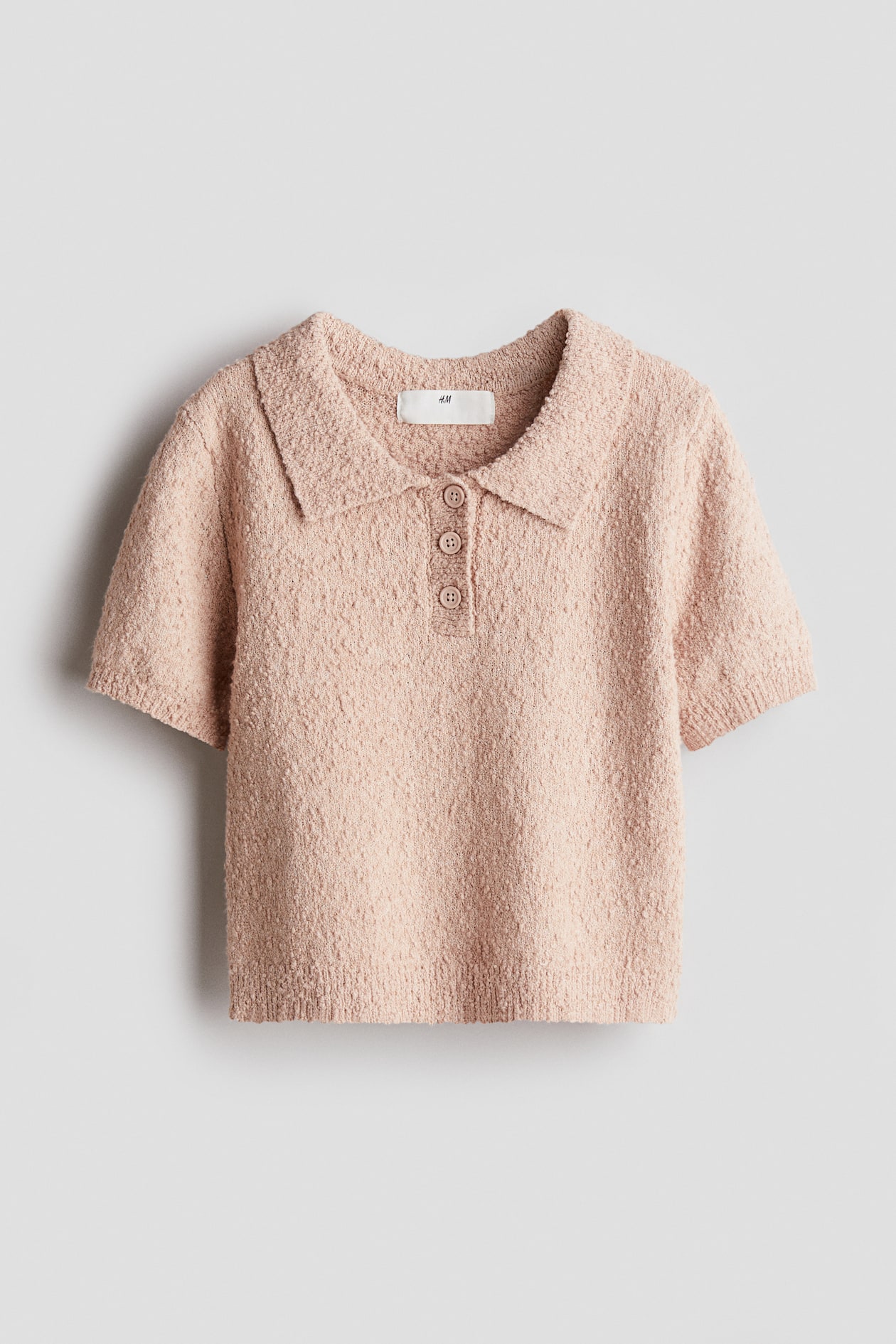 Tricou polo tricotat din bouclé - Roz-prăfuit - COPII | H&M RO